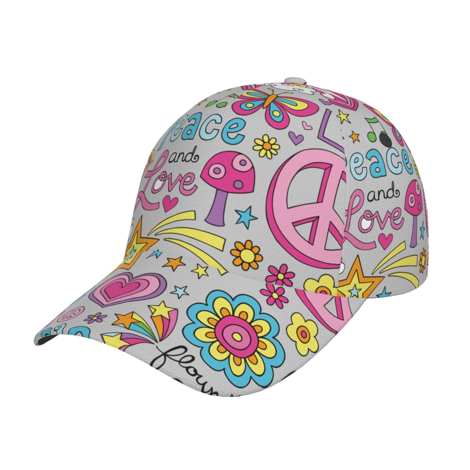 Zeuib Peace Love and Dove Flower Power Baseball Cap Adjustable Size for ...