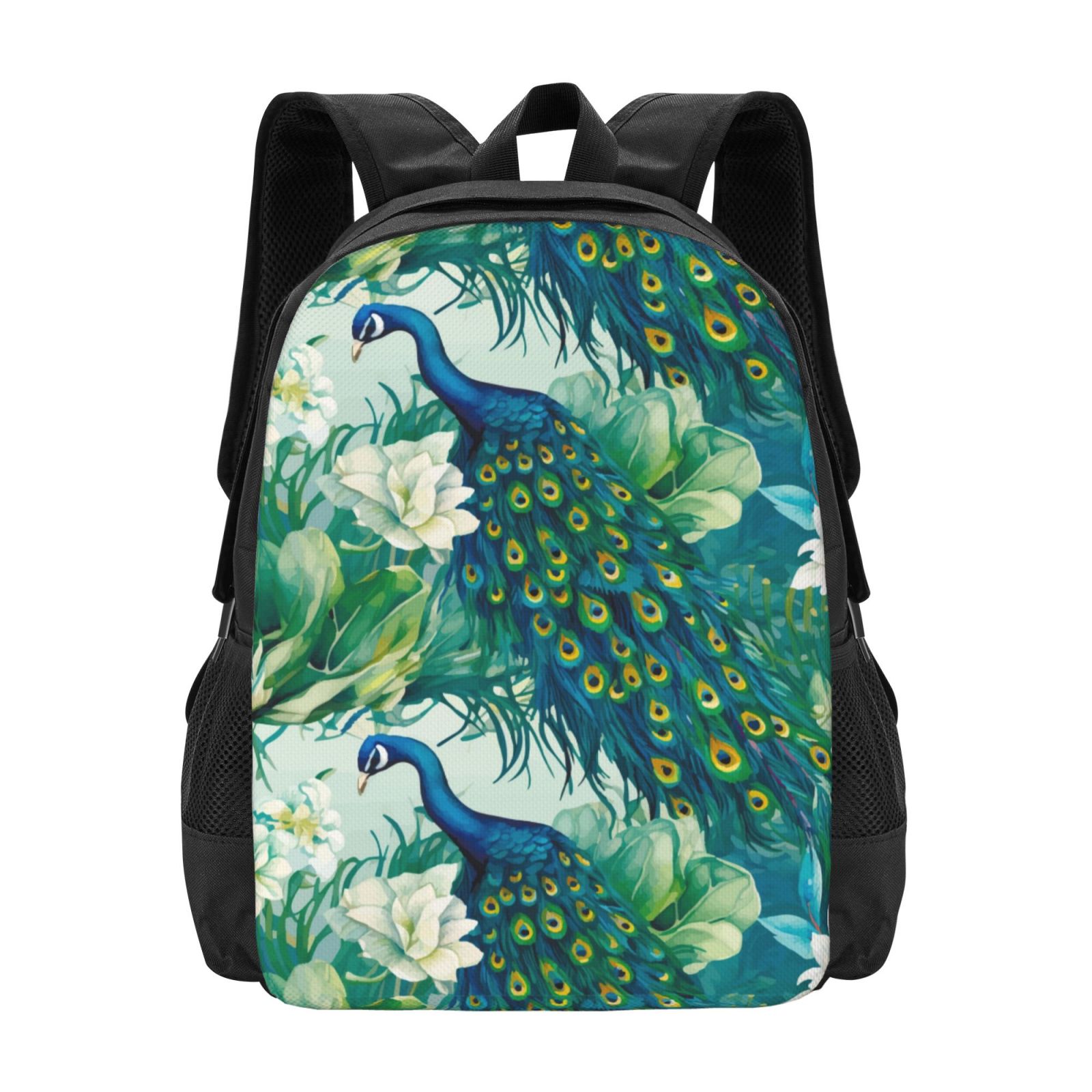 Zeuib Peacock And Flowers Stylish and Lightweight Backpack: Perfect for ...