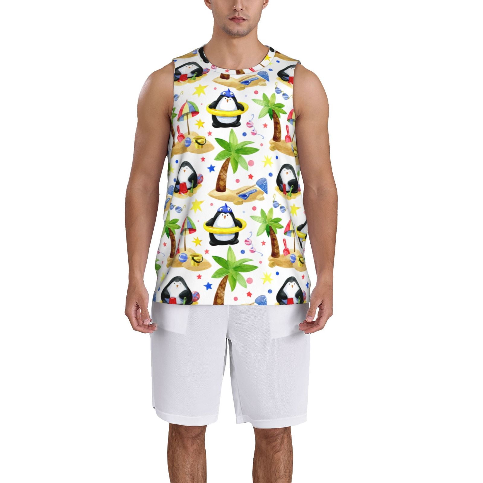 Zeuib Penguins On The Beach Jersey Shirt for Men,Mesh Athletic Practice ...