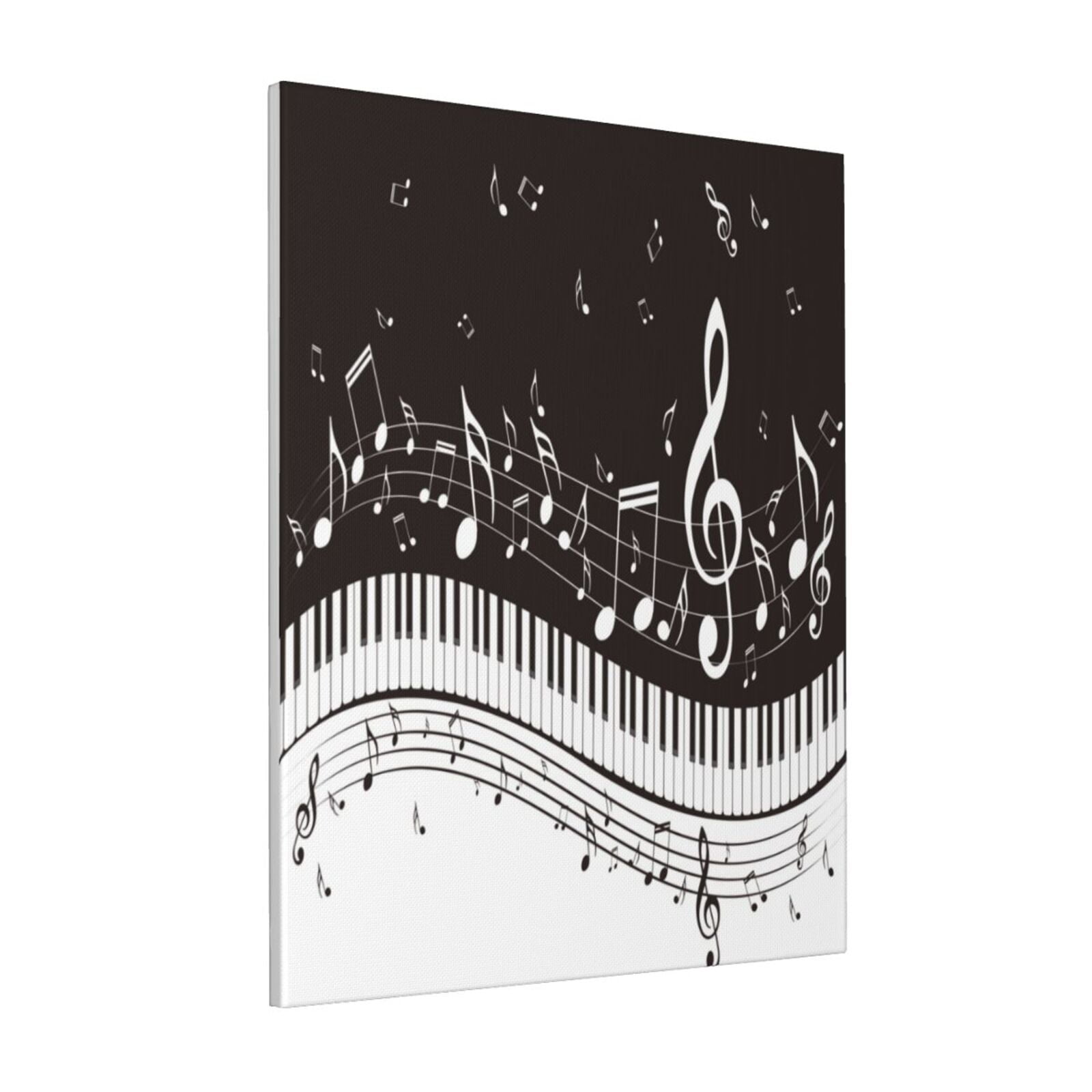 Zeuib Piano Keys With Musical Notes Print Farmhouse Canvas Wall Art For ...