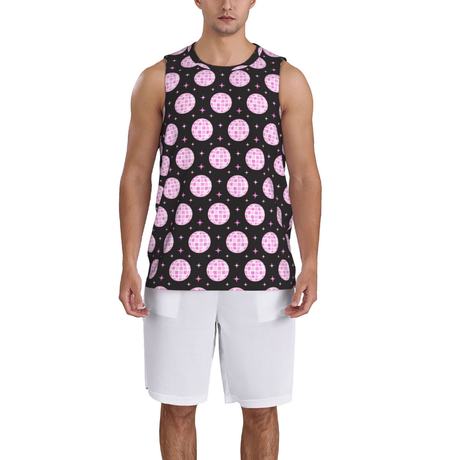 Zeuib Pink Groovy Disco Ball Jersey Shirt for Men,Mesh Athletic ...