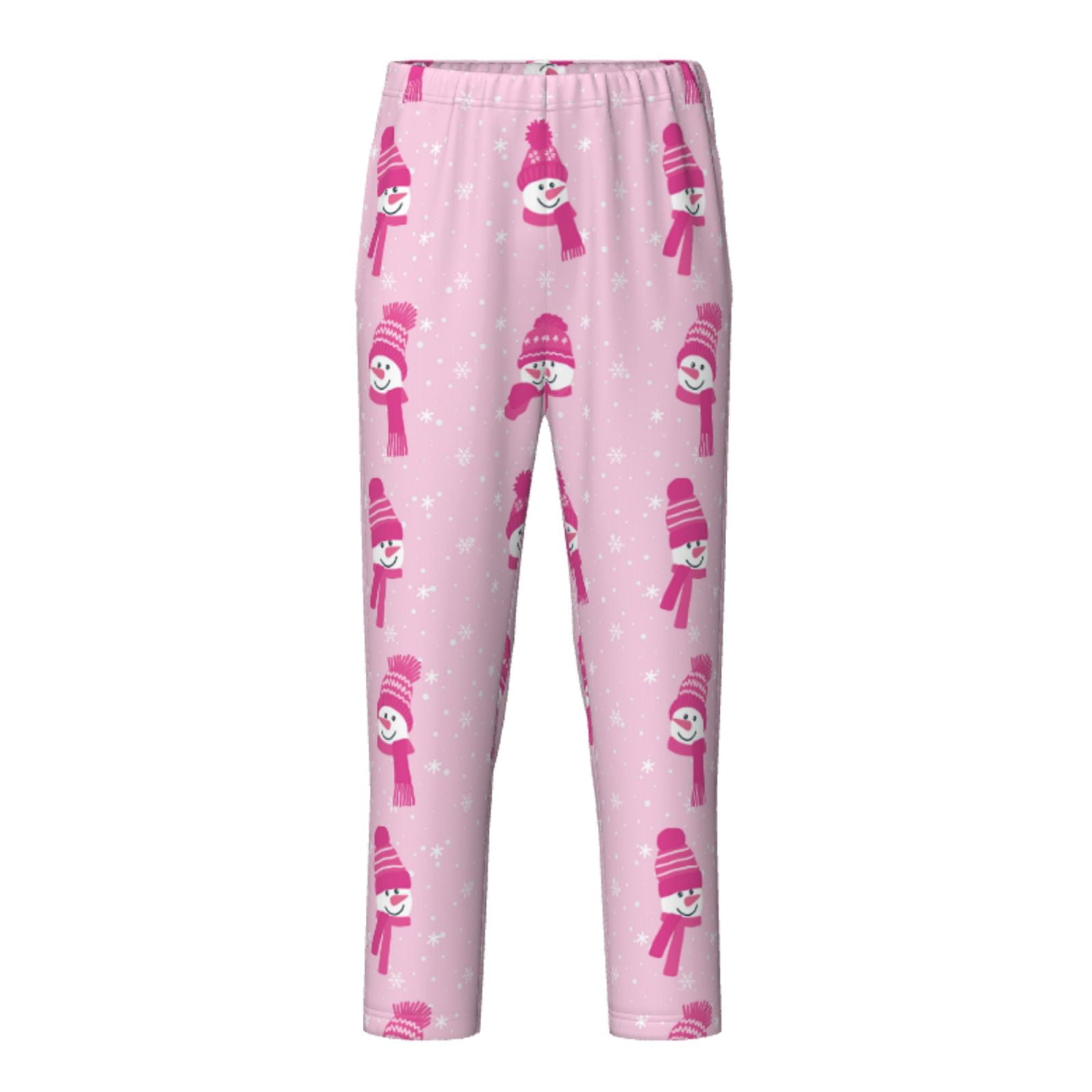 Zeuib Pink Scarf Snowman Print Pajama Pants for Girls Boys,PJ Bottoms ...