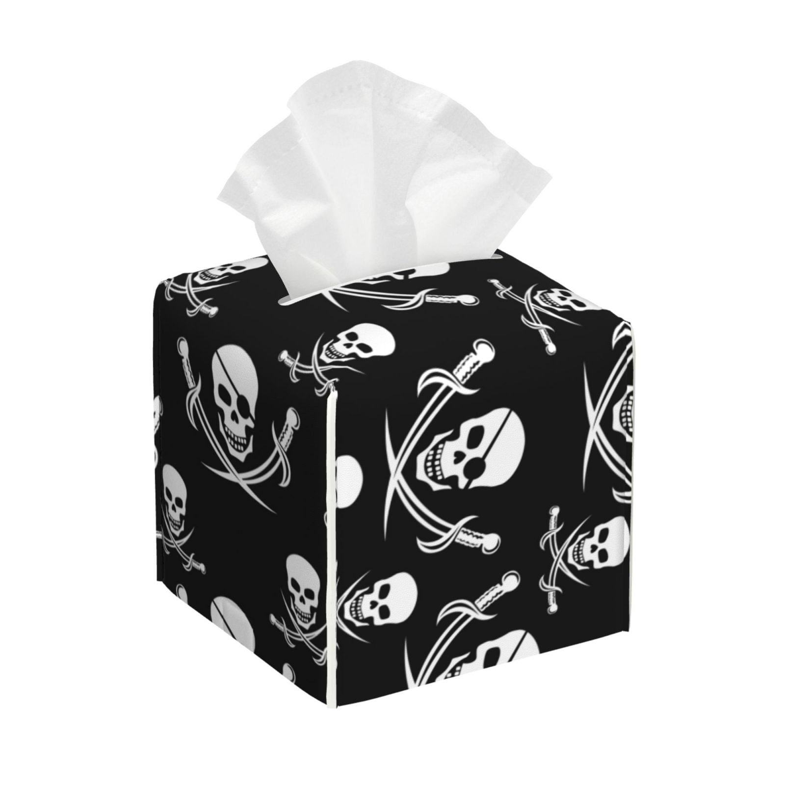 Zeuib Pirate skulls Print Tissue Box Cover,PU Leather Tissue Holder ...
