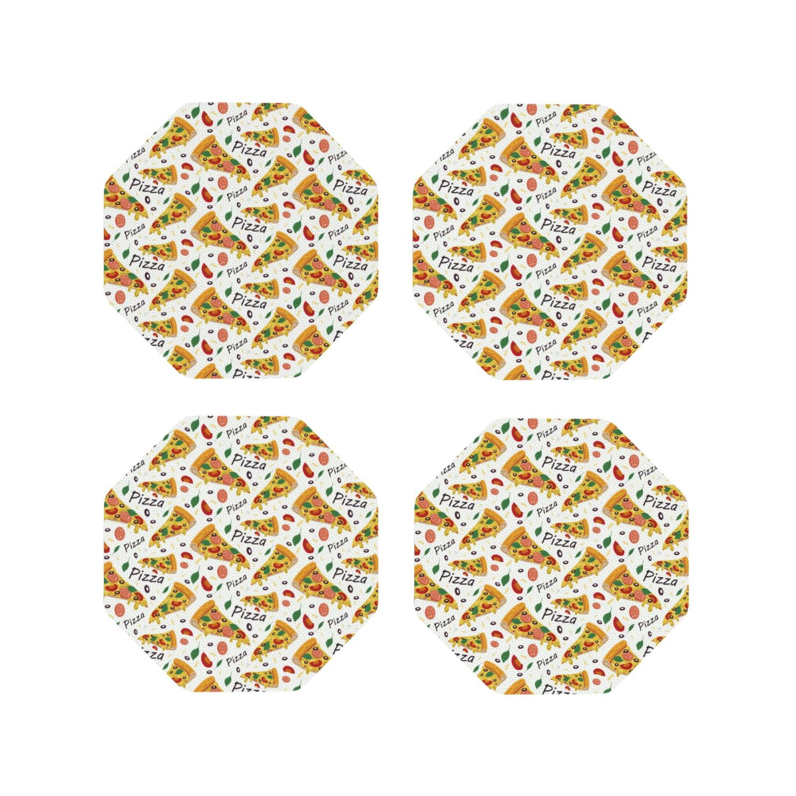 Zeuib Pizza Slices Print Set of 4 Coasters for Drinks, Glass & Cups ...