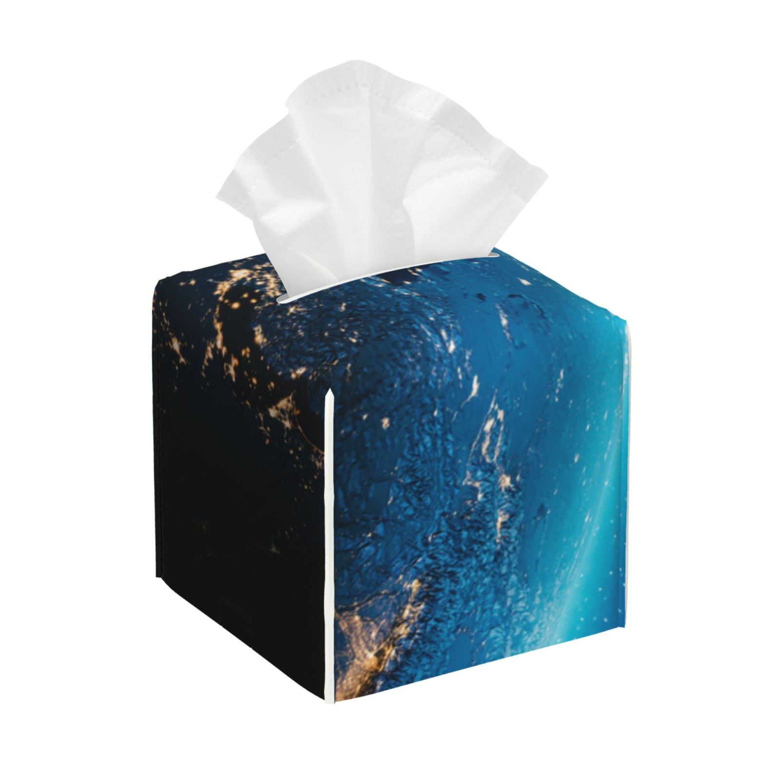Zeuib Planet Earth Print Tissue Box Cover,PU Leather Tissue Holder ...