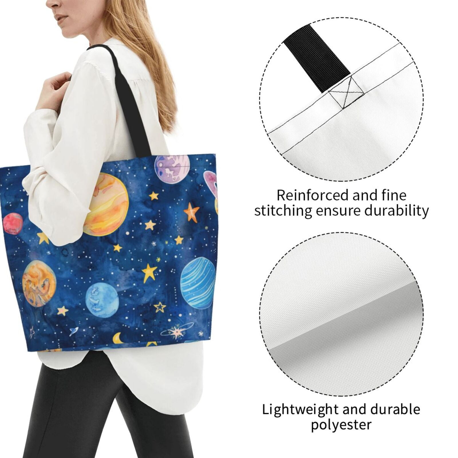 Zeuib Planets And Stars1 Print Laptop Tote Bag for Women,Work Shoulder ...