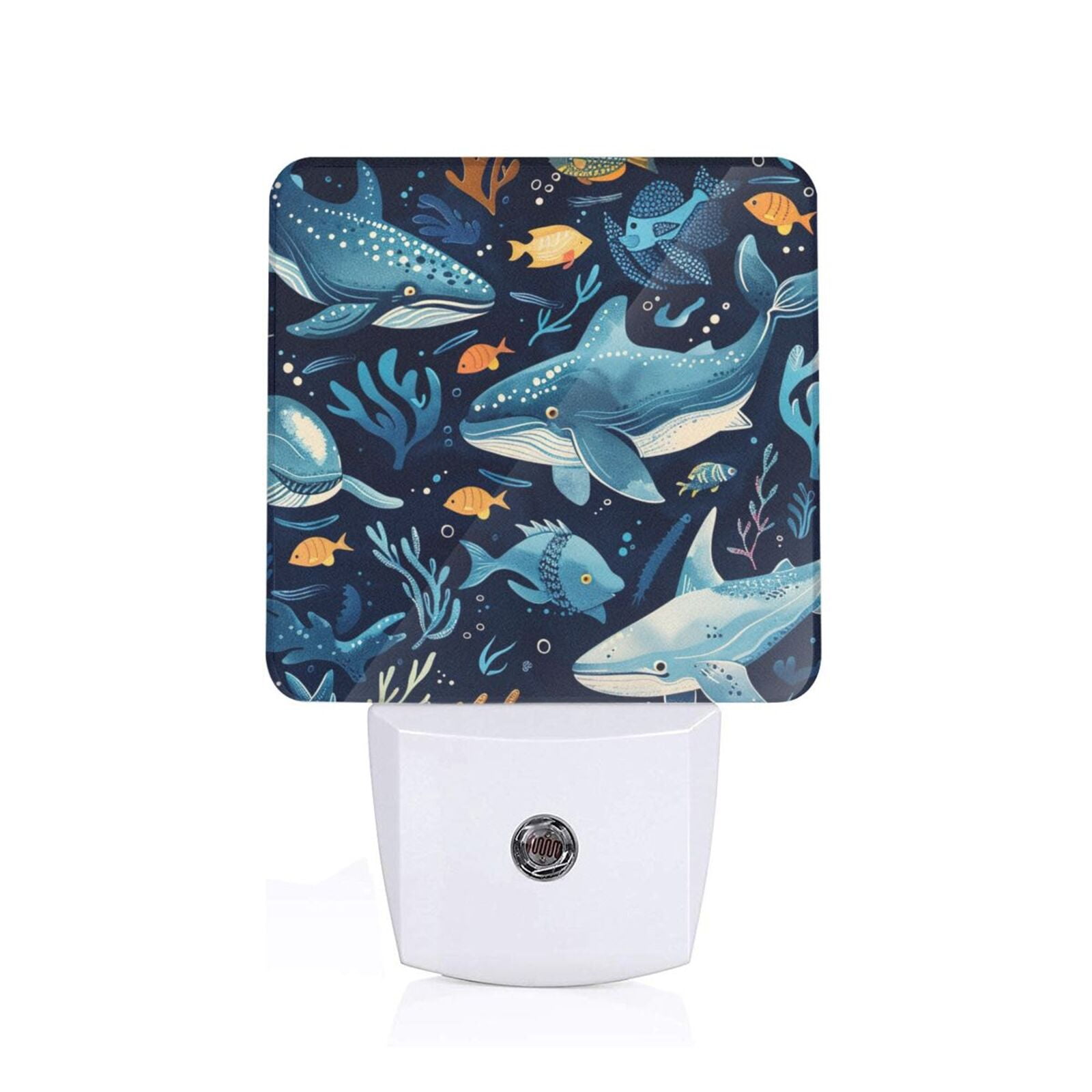Zeuib Playful Whales Underwater Scene LED Night Light,Plug in Night ...