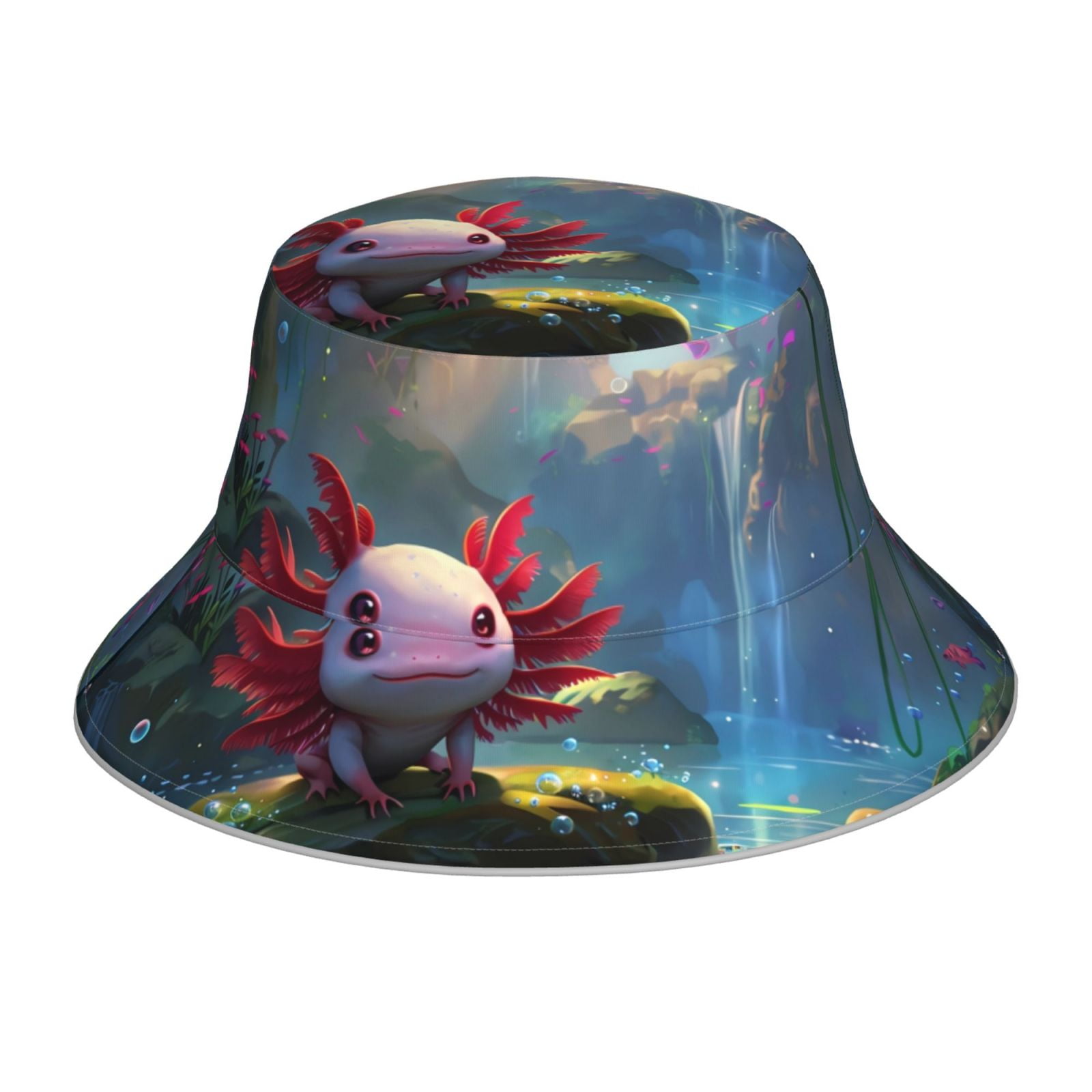 Zeuib Pond Cute Axolotl Reflective Bucket Hat, UV Protection, Wide Brim ...