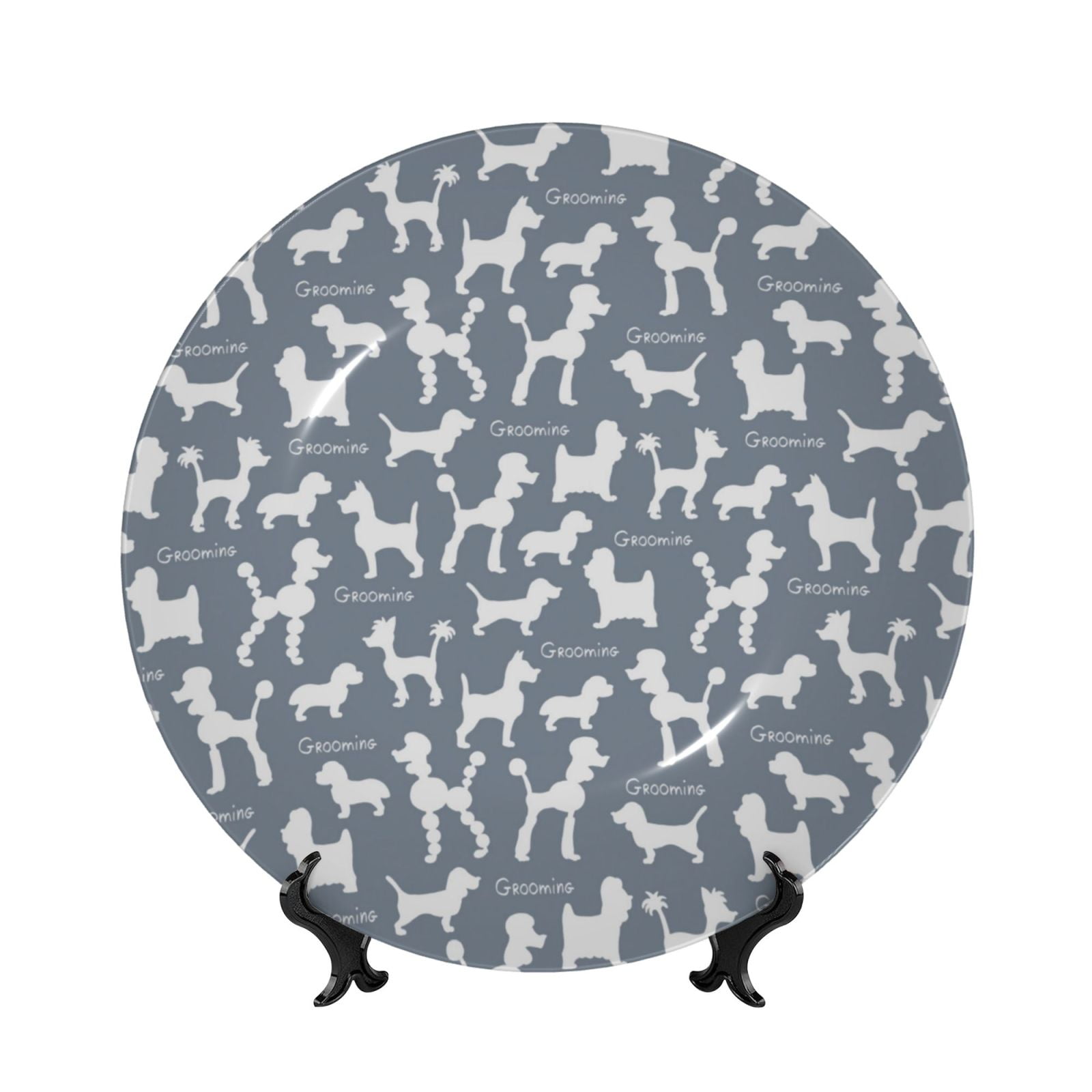 Zeuib Poodle Dog Print Decorative Plate for Display, Bone China ...