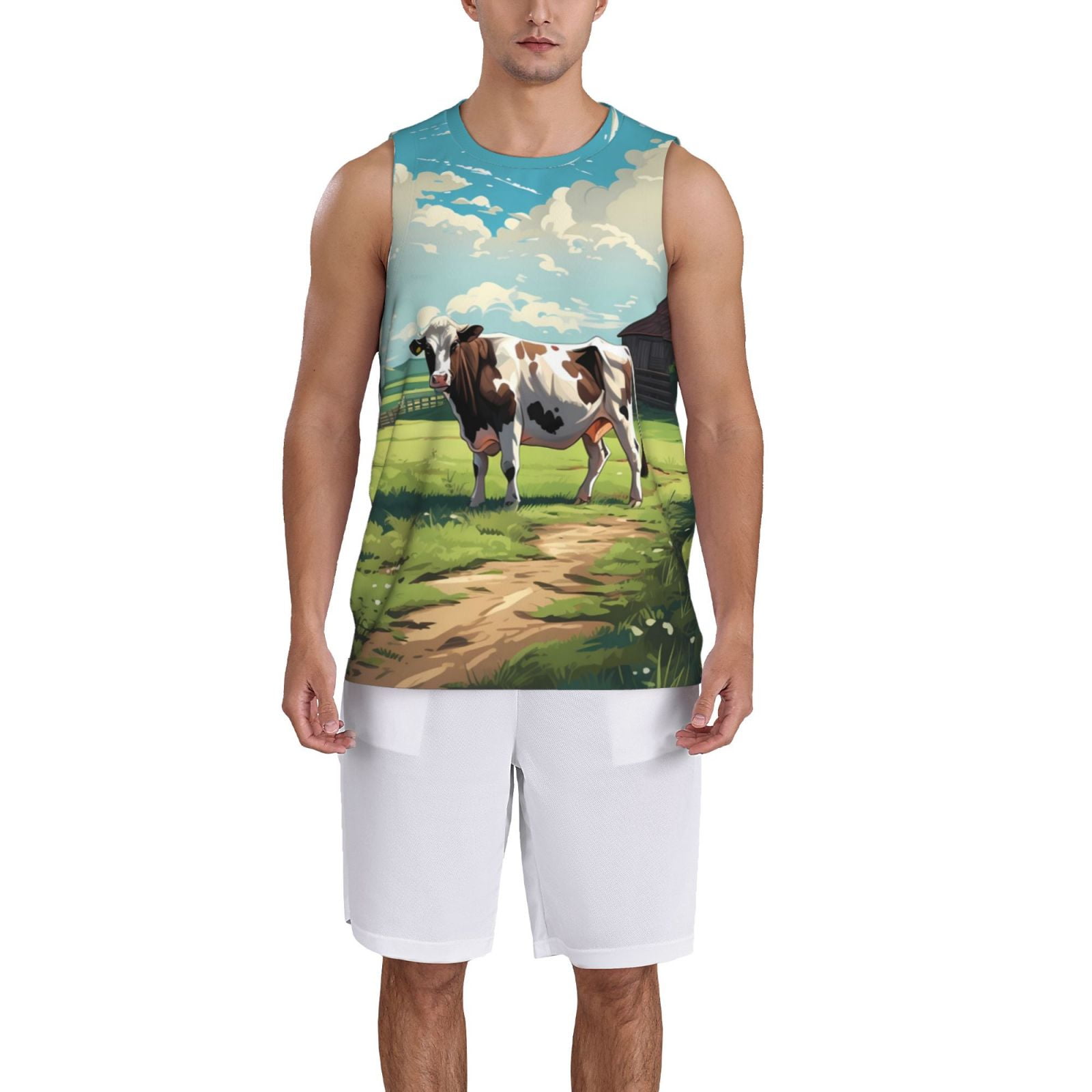Zeuib Prairie Pasture Cow Jersey Shirt for Men,Mesh Athletic Practice ...