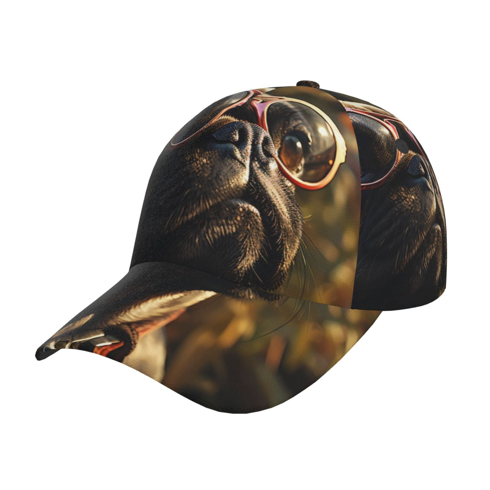 Zeuib Pug Wearing Sunglasses Flowers Baseball Cap Adjustable Size for ...