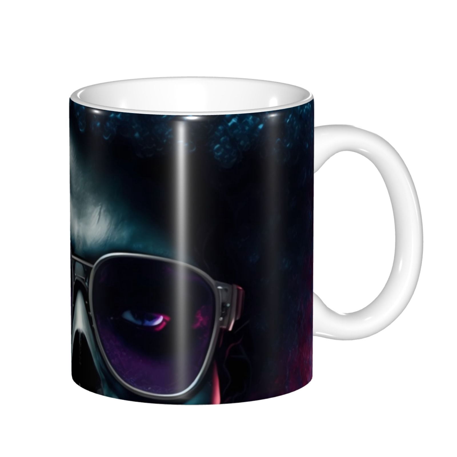 Zeuib Punk Style Blue Haired Skull Ceramic Coffee Mug with Large Handle ...