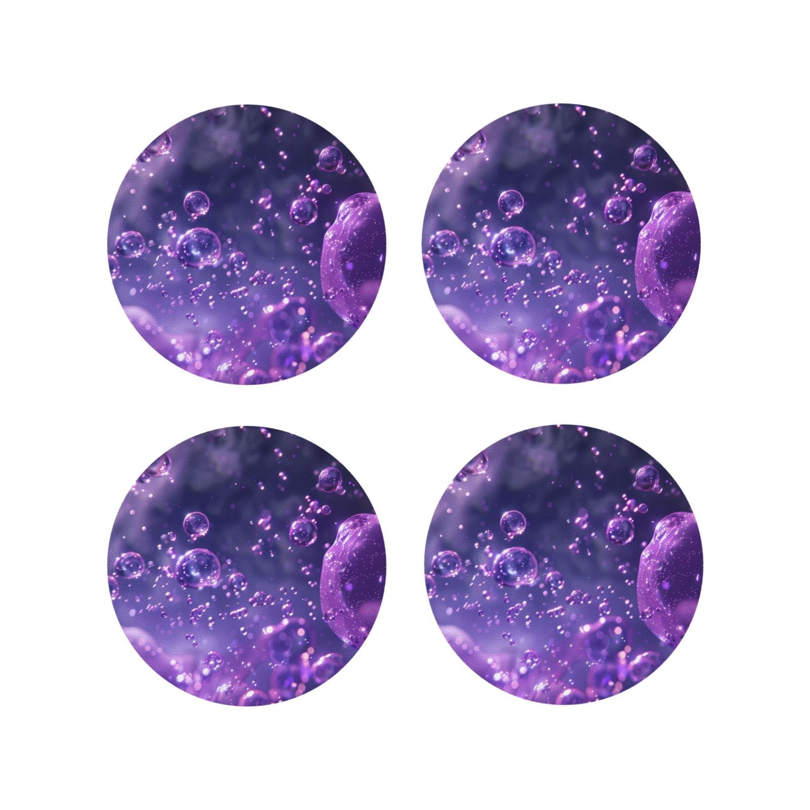 Zeuib Purple Bubble Abstract Art Print Set of 4 Coasters for Drinks ...