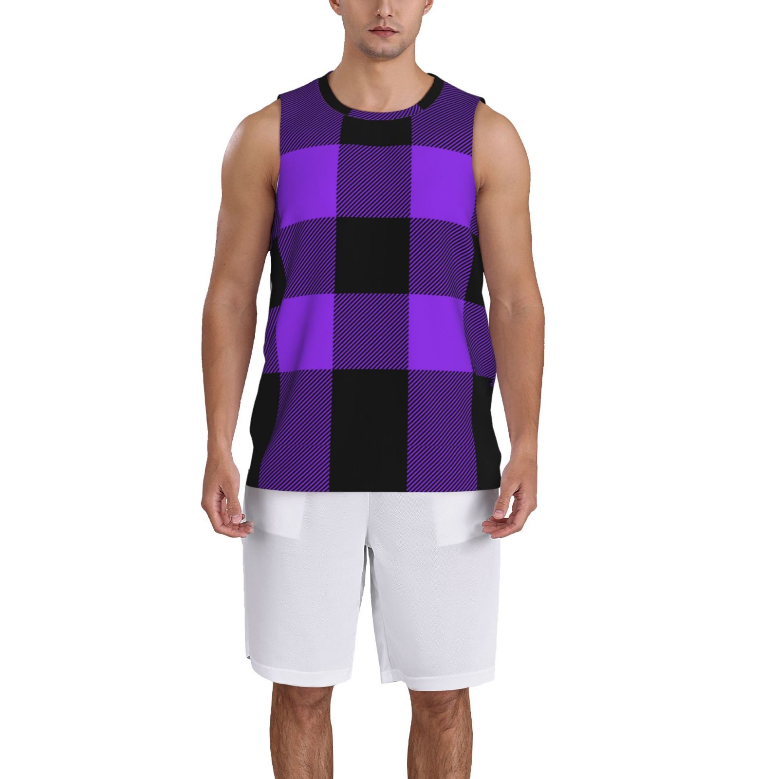 Zeuib Purple Buffalo Plaid Jersey Shirt for Men,Mesh Athletic Practice ...