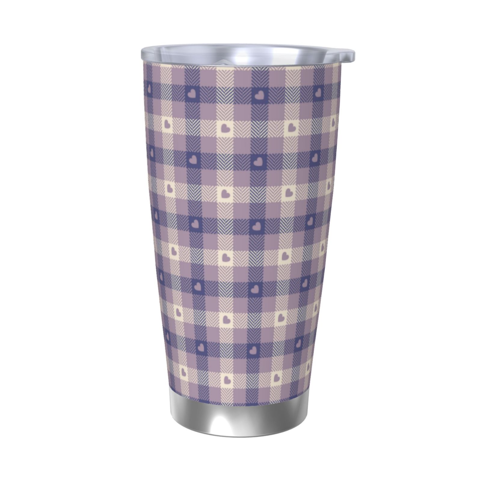 Zeuib Heart Check Plaid Printed 20oz Stainless Steel Insulated Car Cup ...