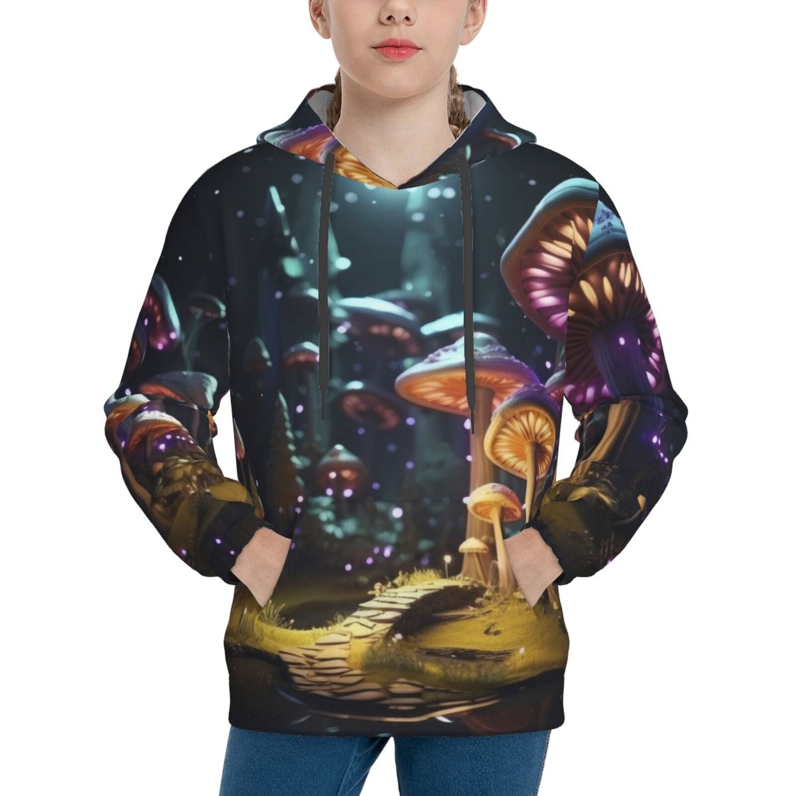 Zufioo Purple Glowing Mushroom Design Hoodies For Boys and Girls ...