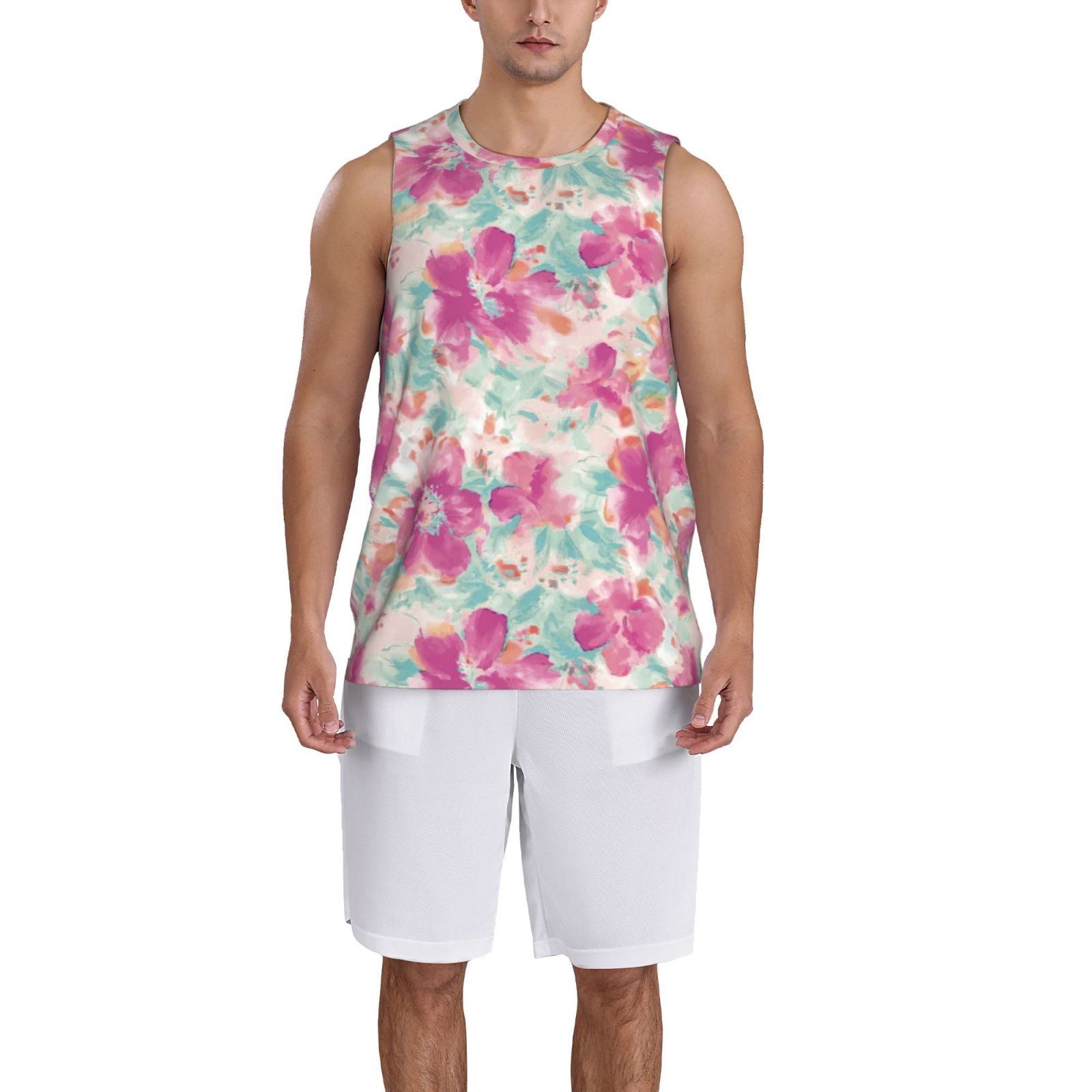 Zeuib Purple Watercolor Flowers Jersey Shirt for Men,Mesh Athletic ...