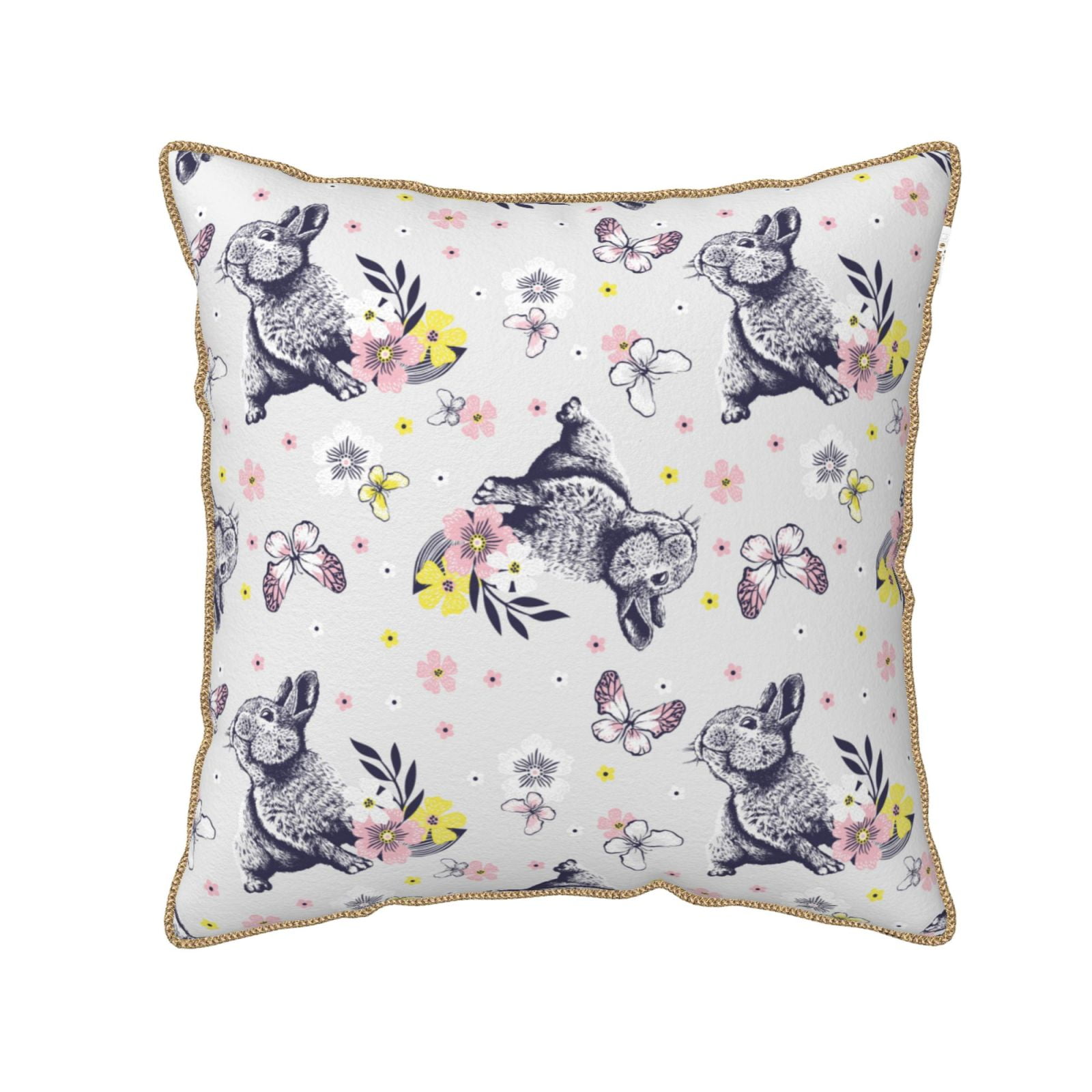Zeuib Rabbit And Butterfly Print Decorative Throw Pillow Covers,Cushion ...