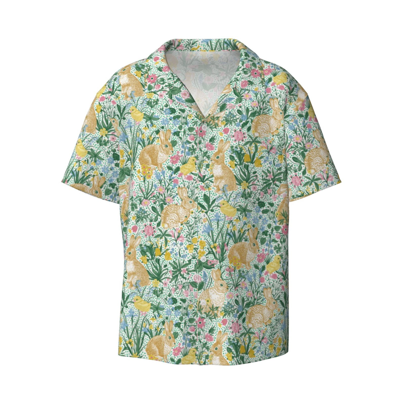 Zeuib Rabbit And Chick Men's Short Sleeve Button-Down Shirt: Classic, Comfortable, and Versatile ...