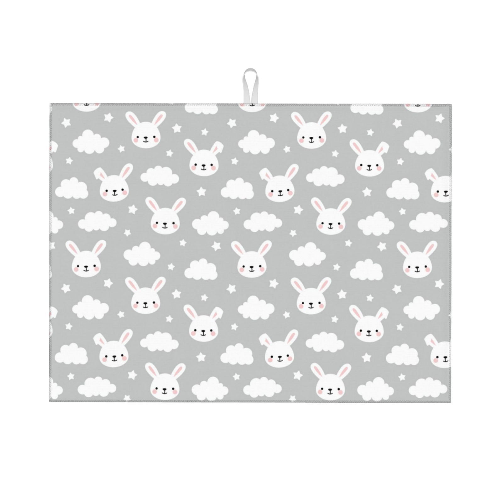 Zeuib Rabbit And Cloud Dish Drainer Kitchen Counter, Kitchen Drying Mat ...