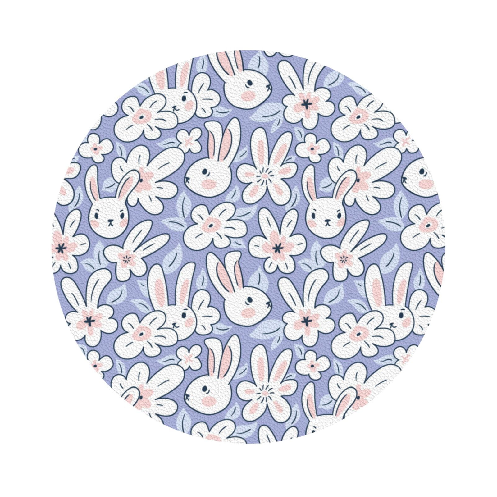 Zeuib Rabbit And Floral Print Set of 6 Coasters for Drinks, Glass ...