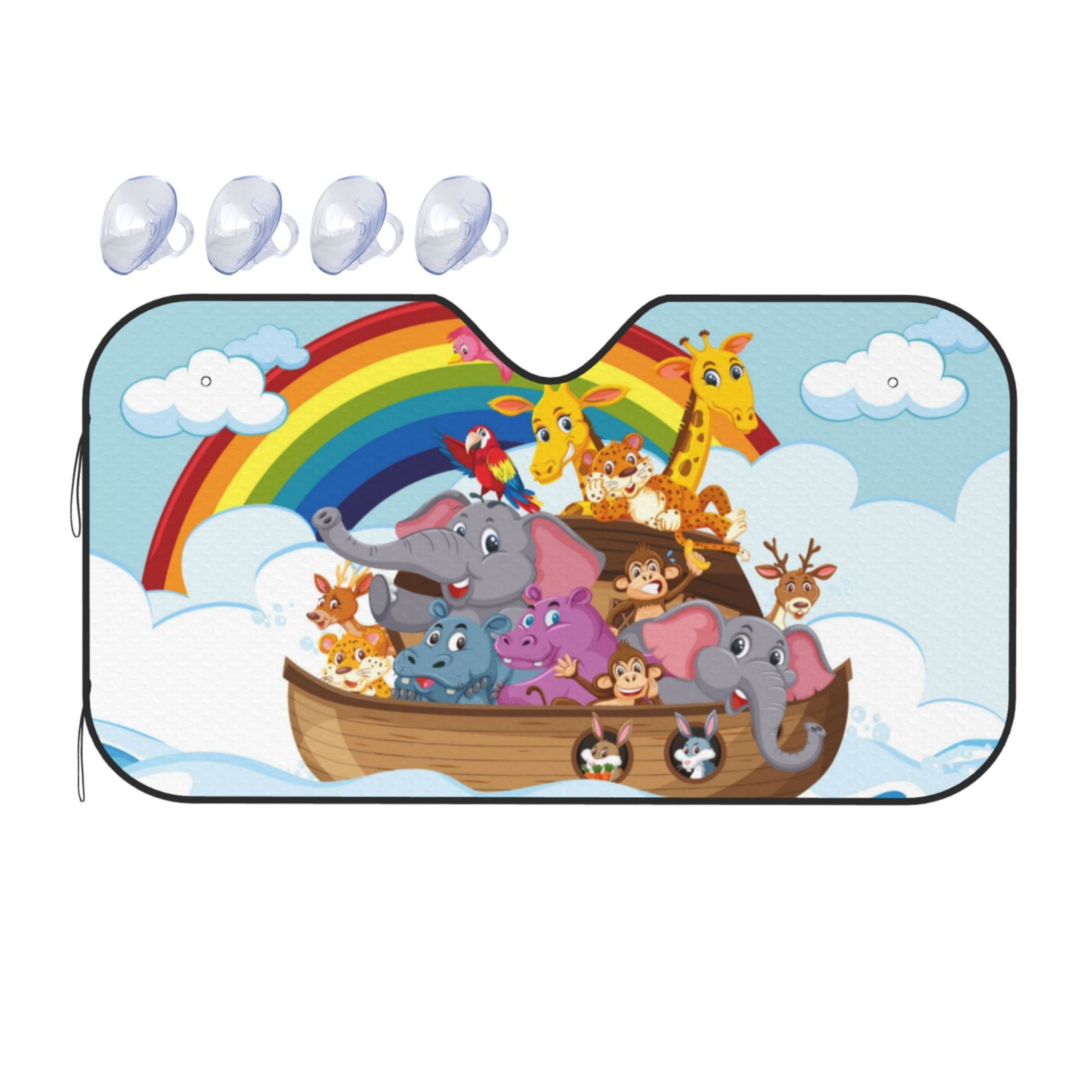 Zeuib Rainbow Animals on Noah's Ark Premium Car Sunshade: Superior Sun ...