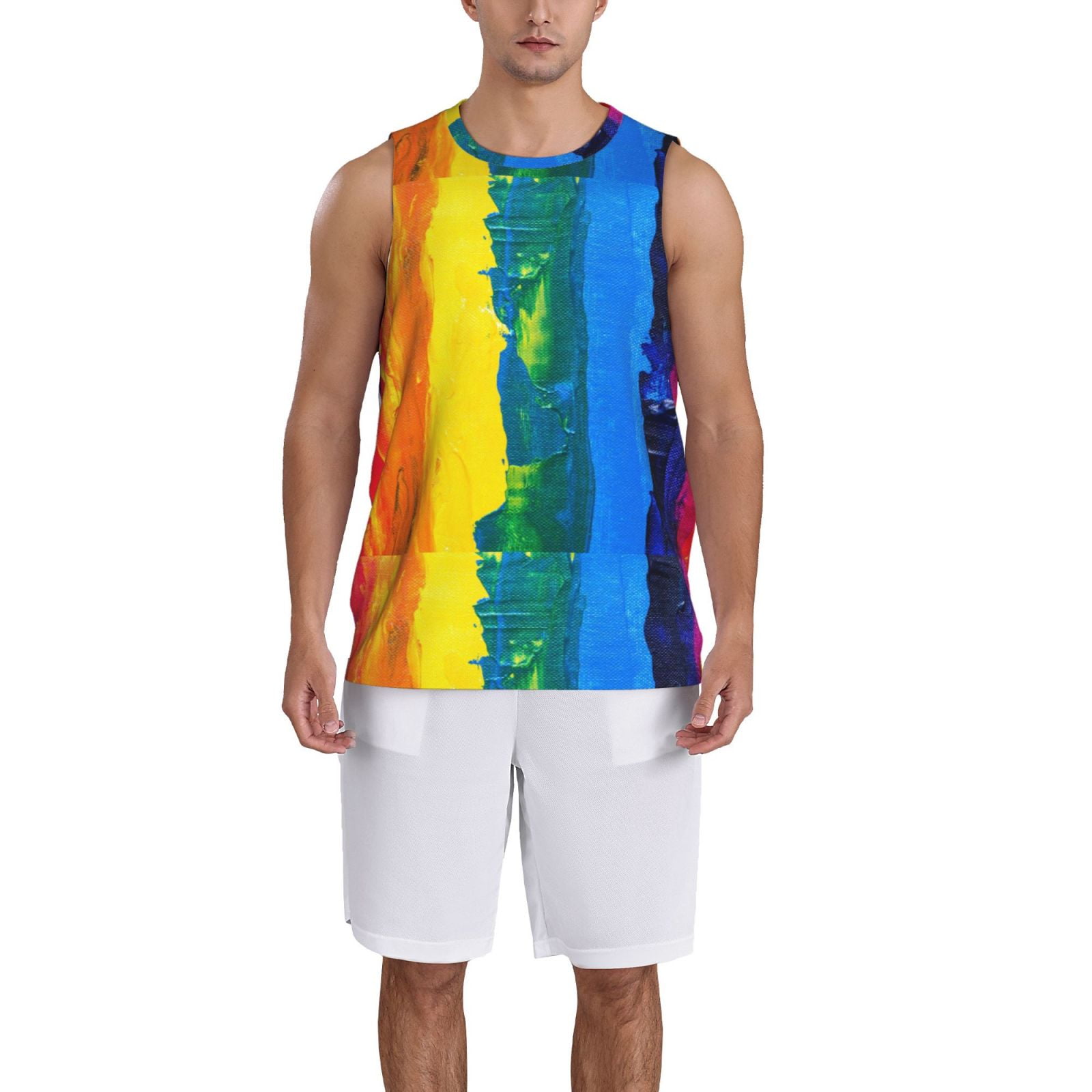 Zeuib Rainbow Colored Jersey Shirt for Men,Mesh Athletic Practice ...