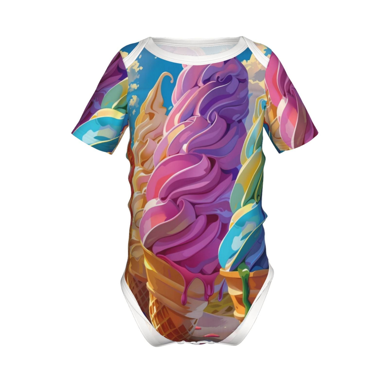 Zeuib Rainbow Melting Ice Cream Print Newborn Baby Romper Clothing ...