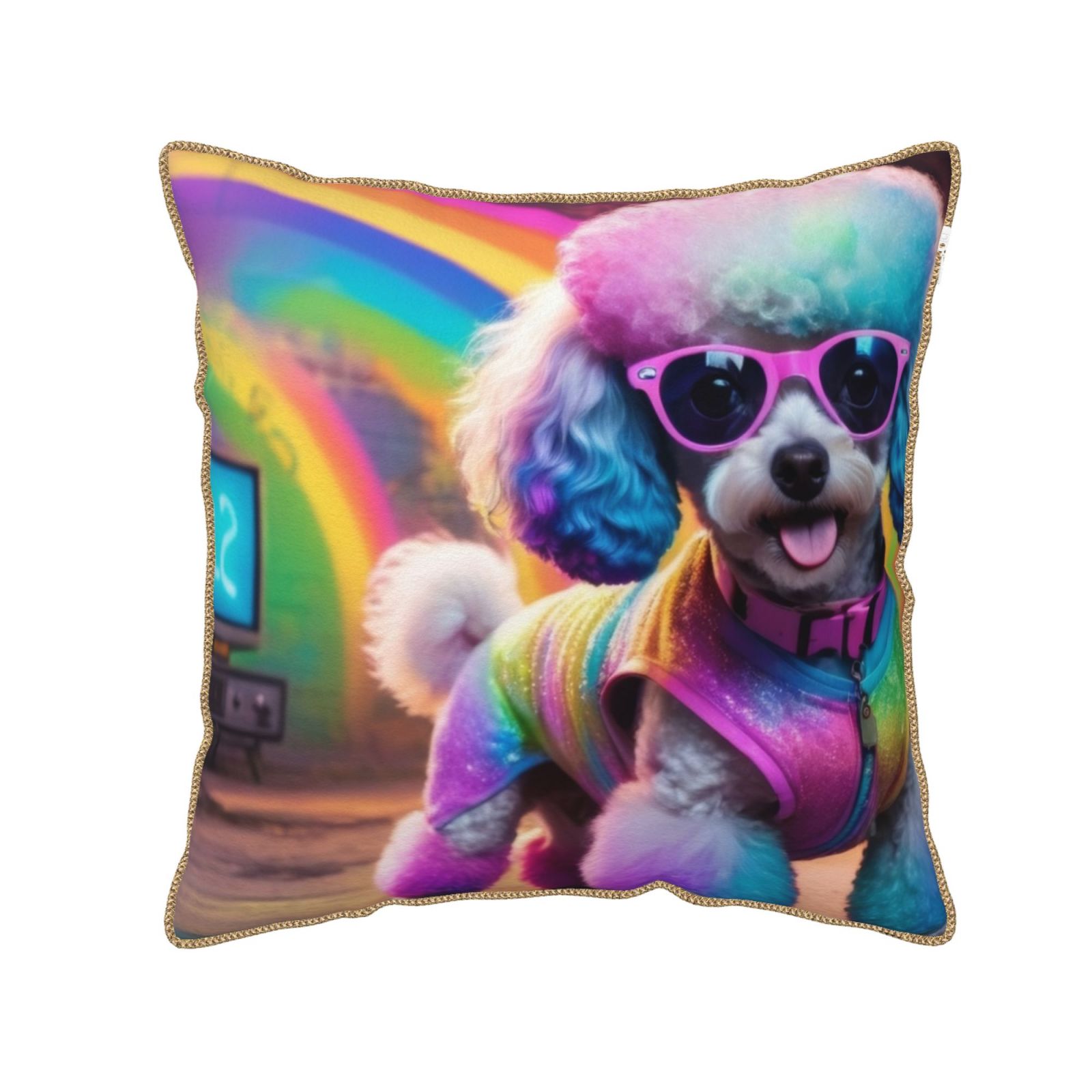 Zeuib Rainbow Poodle Urban Street Print Decorative Throw Pillow Covers ...