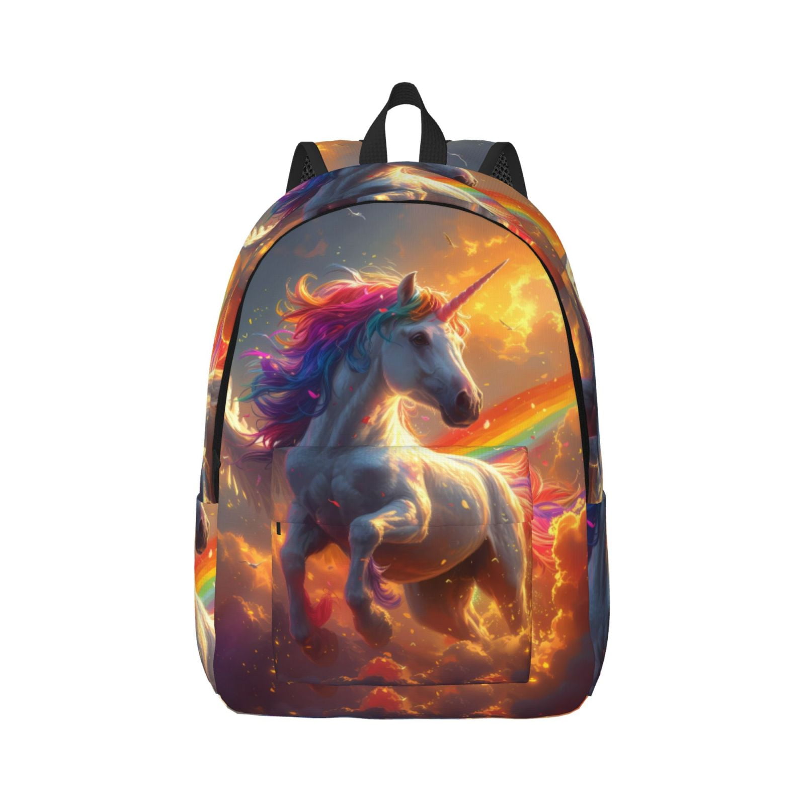 Zeuib Rainbow Sunset Cloud White Horse Stylish and Durable Canvas ...