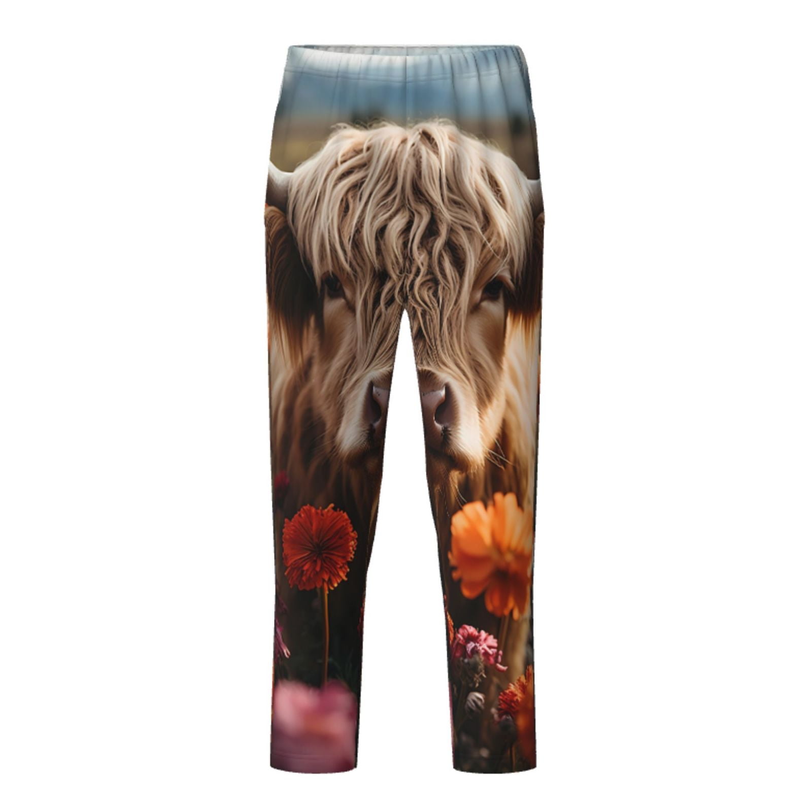Zeuib Realistic Flower Cow Print Pajama Pants for Girls Boys,PJ Bottoms ...