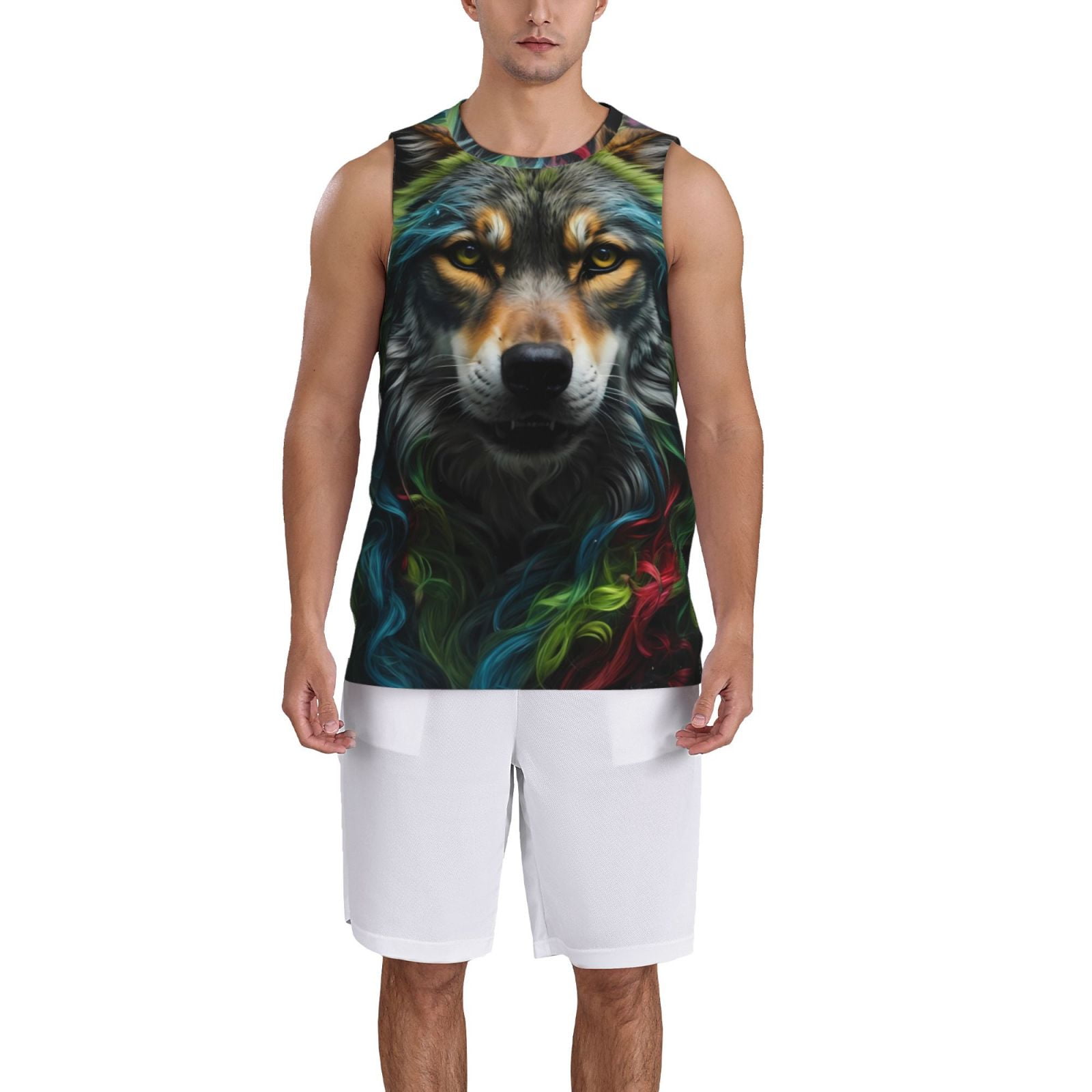 Zeuib Realistic Style Colorful Wolf Jersey Shirt for Men,Mesh Athletic ...