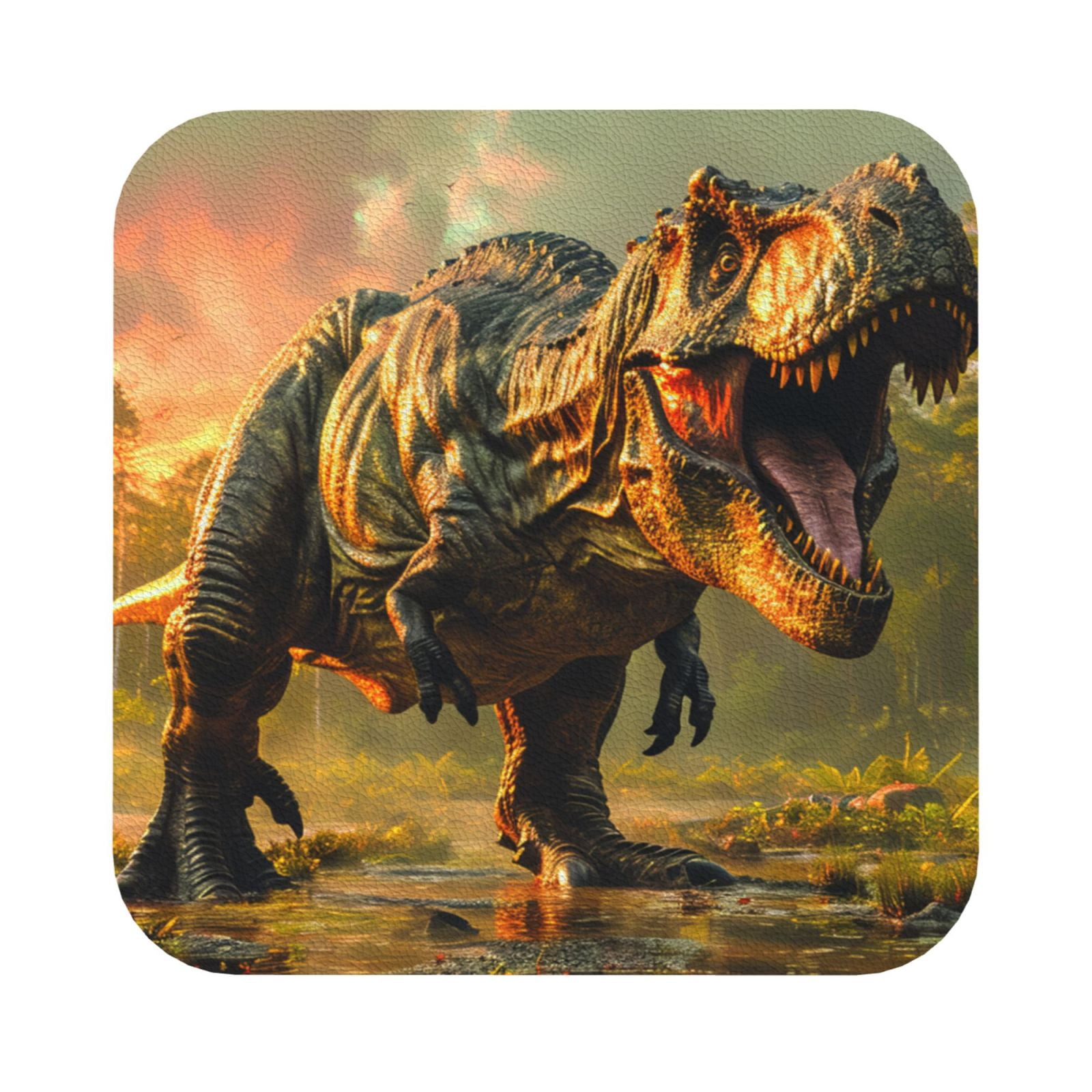 Zeuib Realistic Style Forest Dinosaur Print Set of 6 Coasters for ...