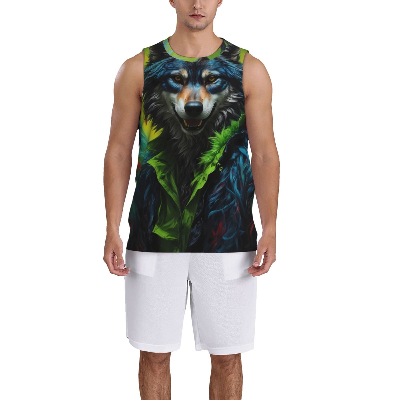 Zeuib Realistic Style Wolf Warrior Jersey Shirt for Men,Mesh Athletic ...