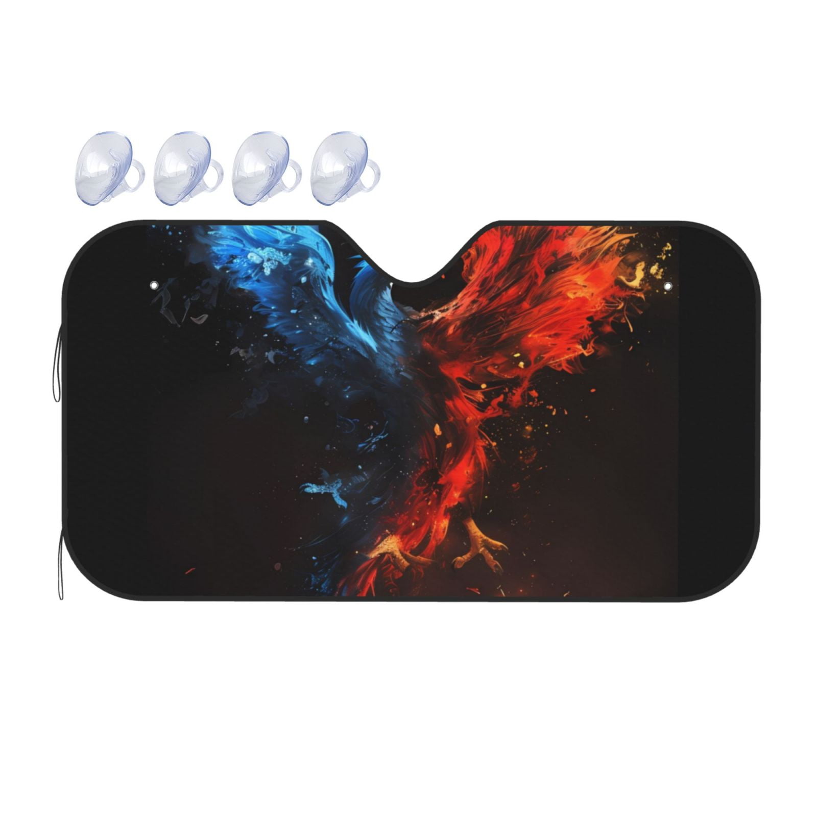 Zeuib Red And Blue Fire Bird Premium Car Sunshade: Superior Sun ...