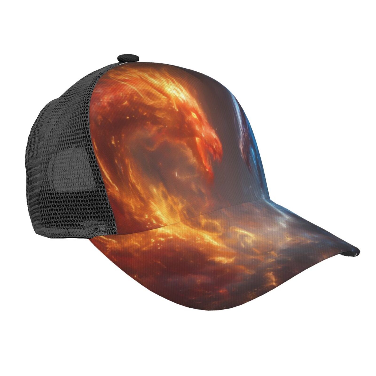 Zeuib Red And Blue Fire Dragon D Print Men & Women Adjustable Mesh Back ...