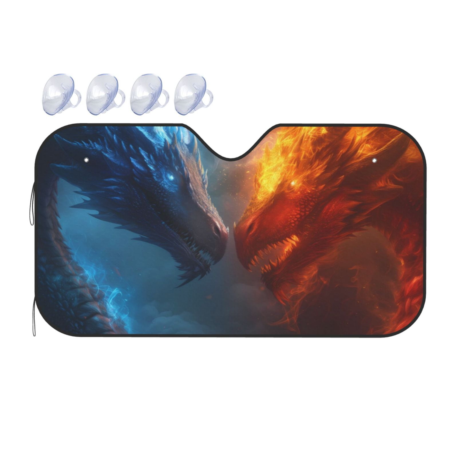 Zeuib Red And Blue Fire Dragon E Premium Car Sunshade: Superior Sun ...