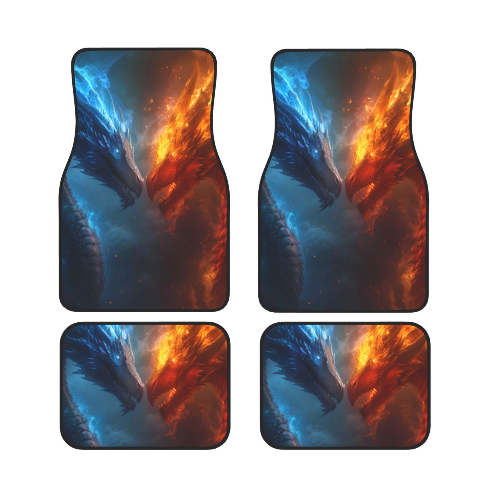 Zeuib Red And Blue Fire Dragon E Print Waterproof Universal Fit Car ...