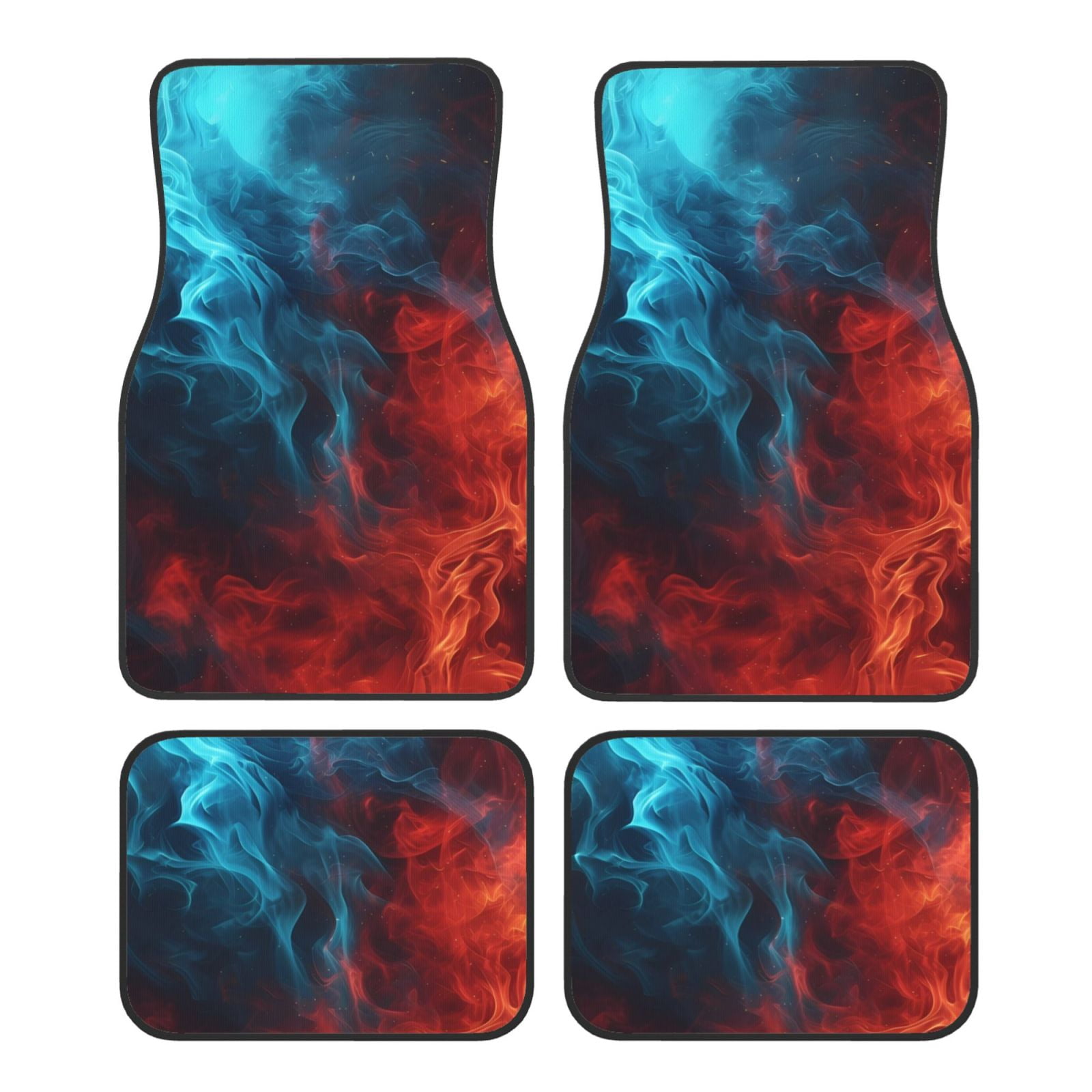 Zeuib Red And Blue Fire Front Car Floor Mats Four-Piece Set Front ...