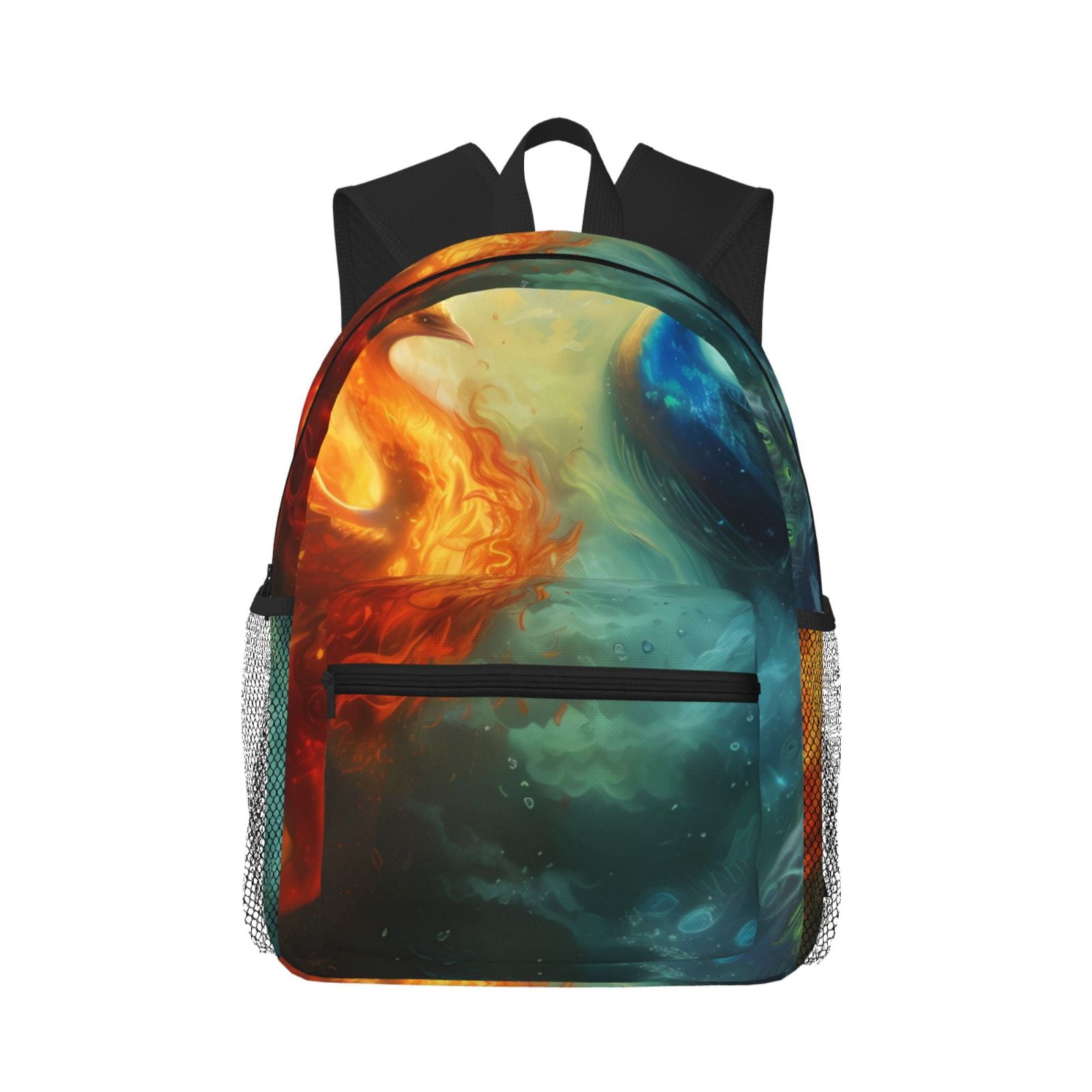 Zeuib Red And Blue Fire Peacock Backpack，Stylish, Comfortable, and ...