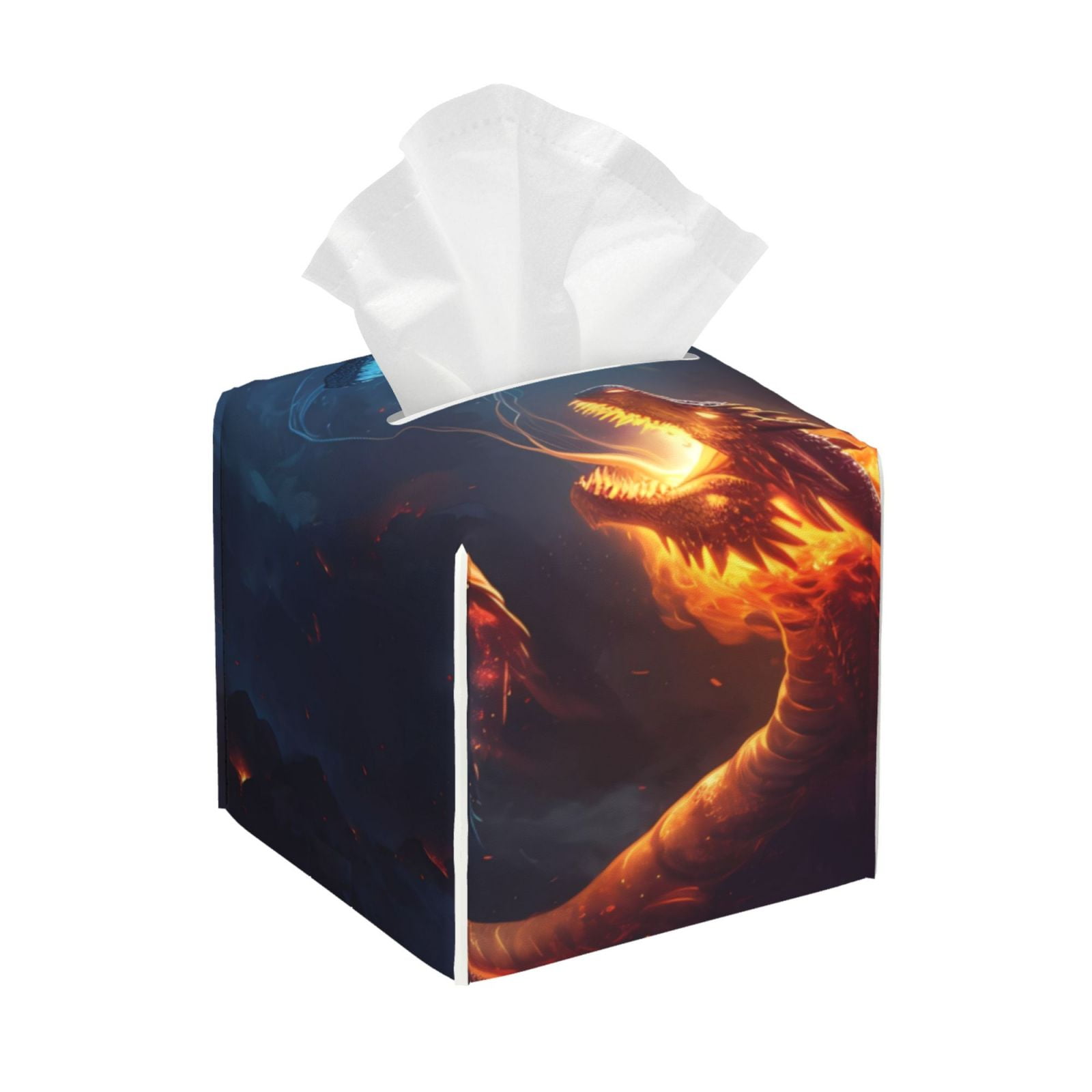 Zeuib Red And Blue Fire Dragon C Print Tissue Box Cover,PU Leather ...