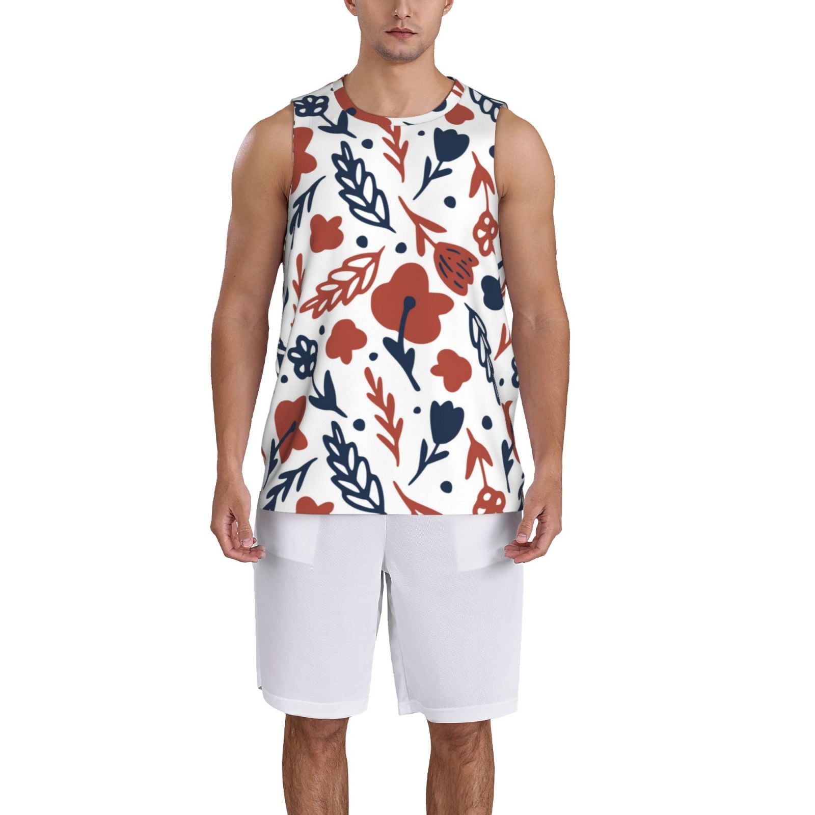 Zeuib Red Blue Leaves Jersey Shirt for Men,Mesh Athletic Practice ...