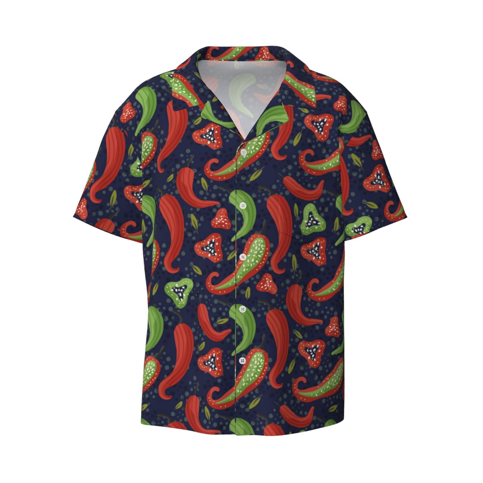 Zeuib Red Chili Men's Short Sleeve Button-Down Shirt: Classic ...