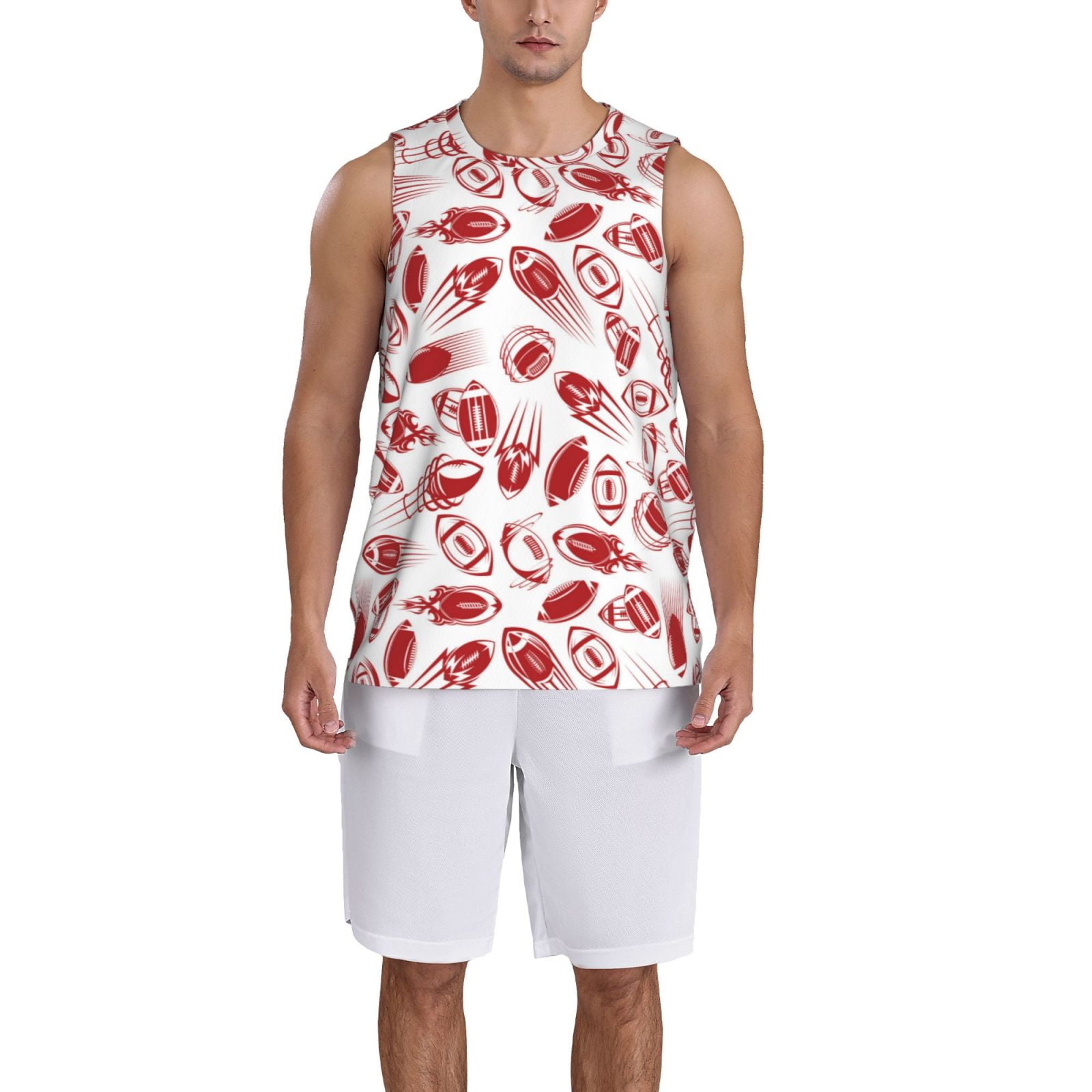 Zeuib Red Football Jersey Shirt for Men,Mesh Athletic Practice Sports ...