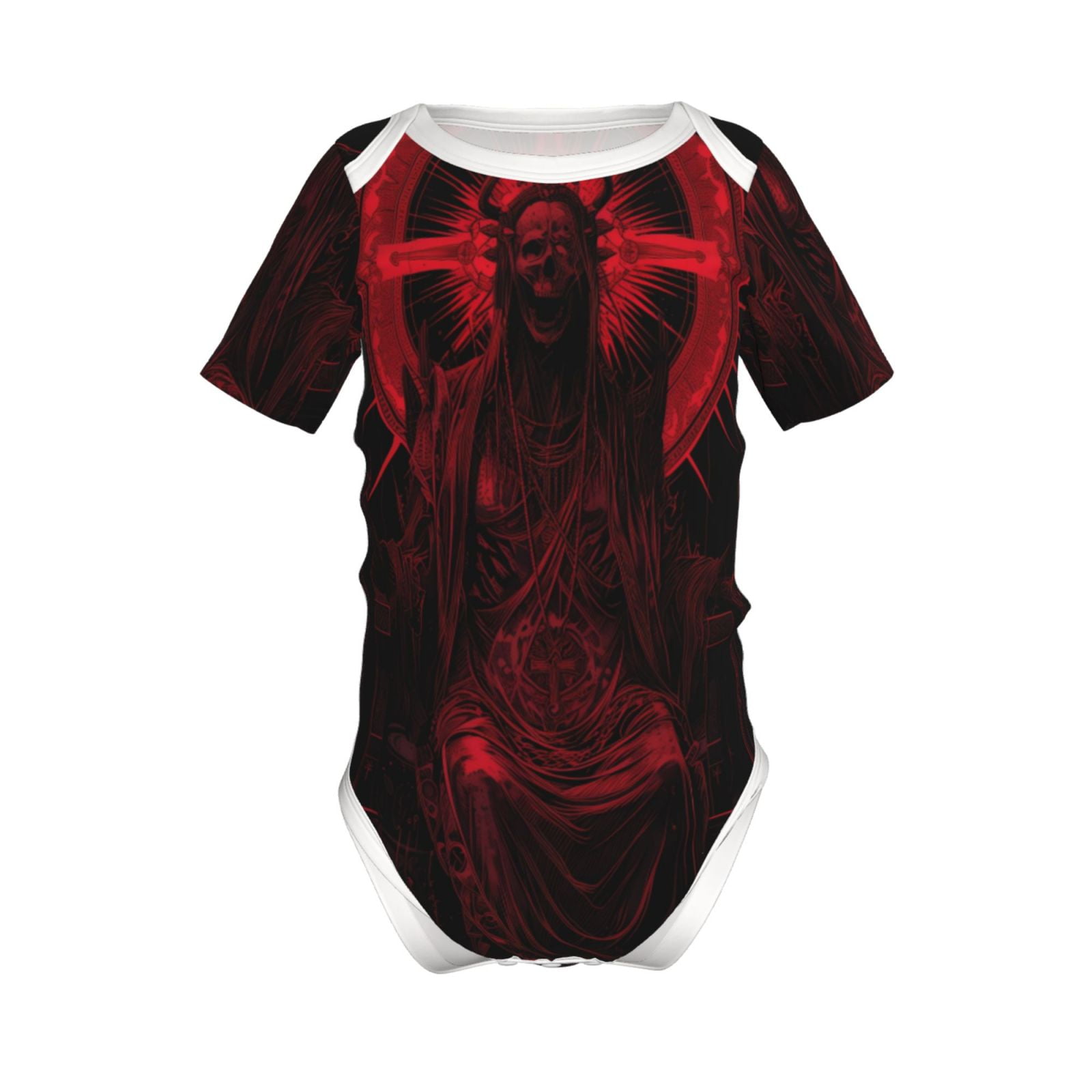 Zeuib Red Gothic Skeleton Throne Print Newborn Baby Romper Clothing ...