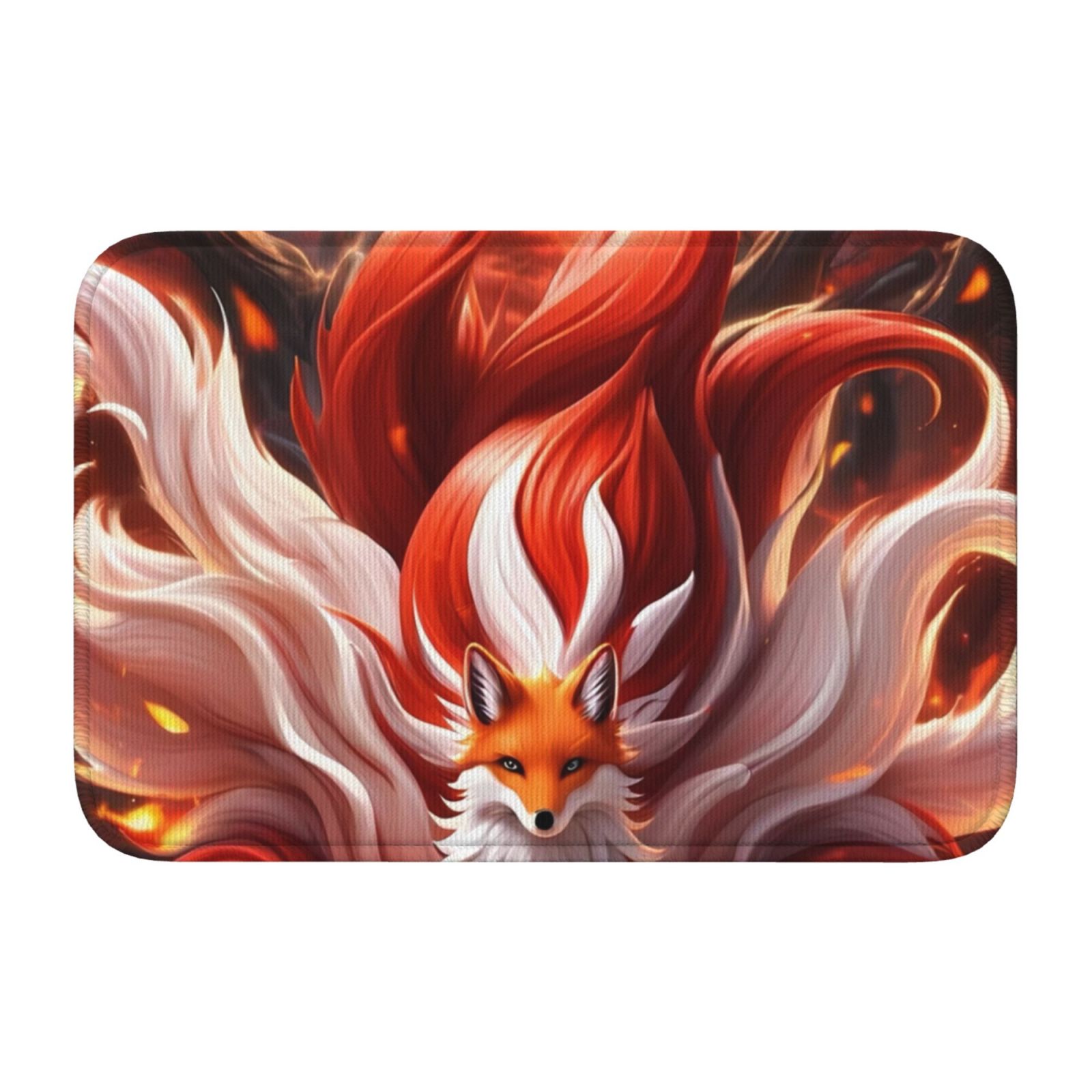 Zeuib Red Leaf Flame Fox Anti-Slip Polyester Floor Mat - Durable, Non ...