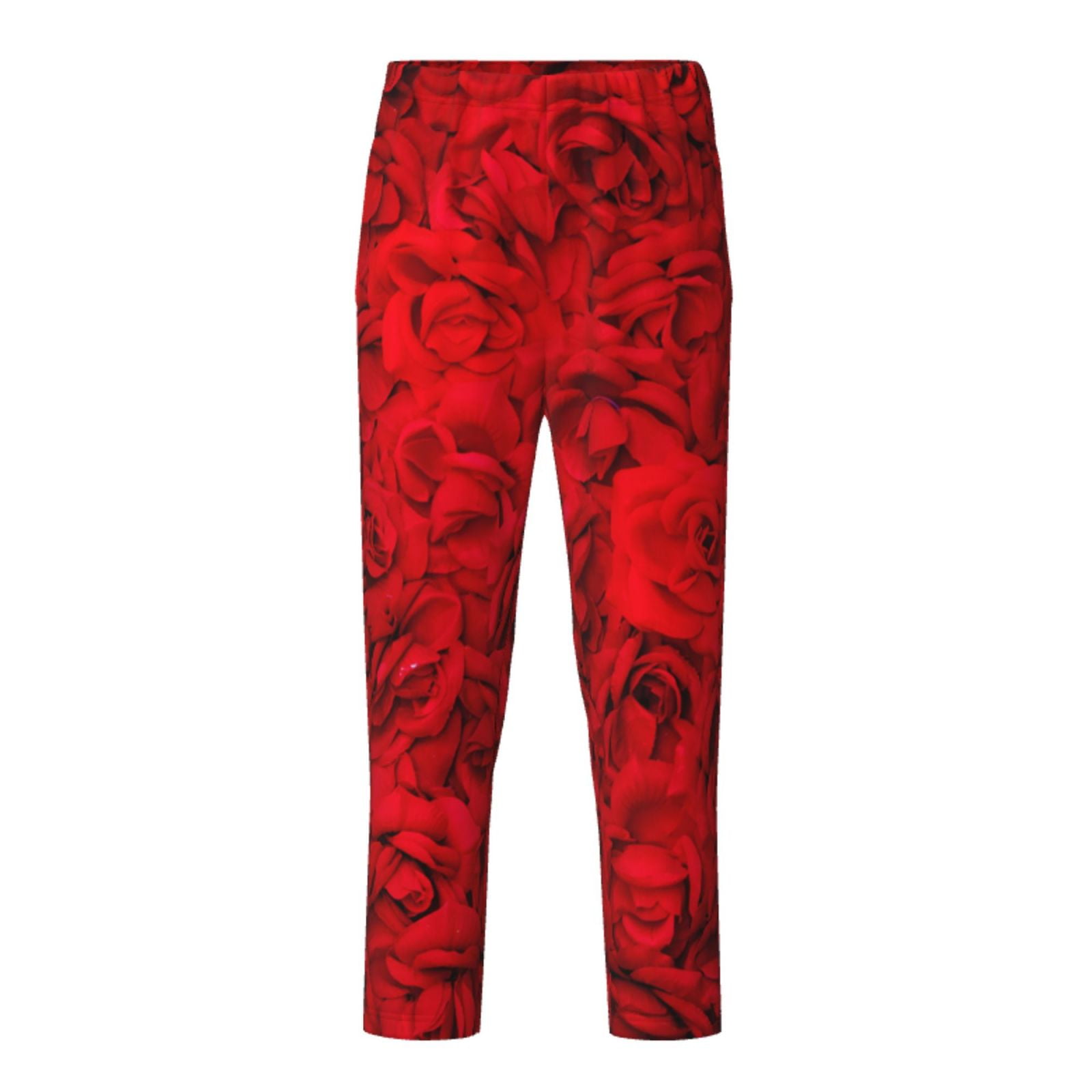 Zeuib Red Rose Print Pajama Pants for Girls Boys,PJ Bottoms for Kids ...