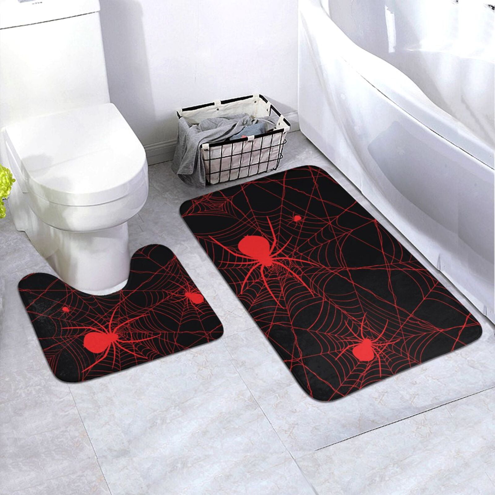 Zeuib Red Spider On The Web Water/Dust Absorbent bath rug set,Toilet ...