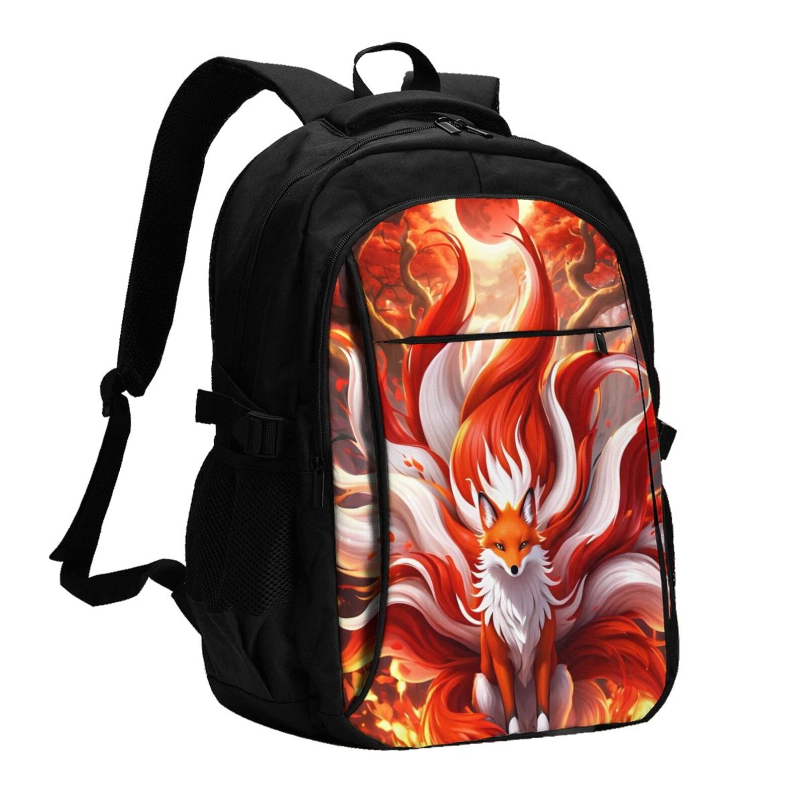 Zeuib Red Sun Flame Fox Multifunctional Travel Backpack: Spacious ...
