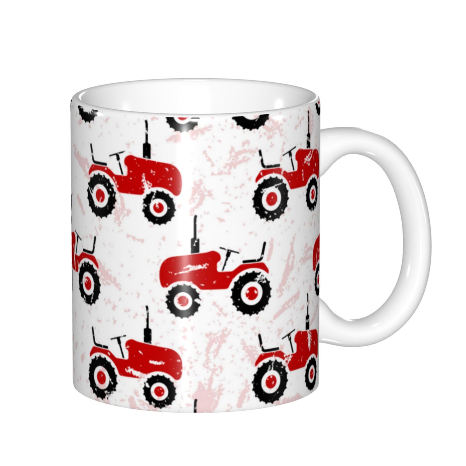 Zeuib Red Wheeled Tractors Ceramic Coffee Mug with Large Handle，Modern ...
